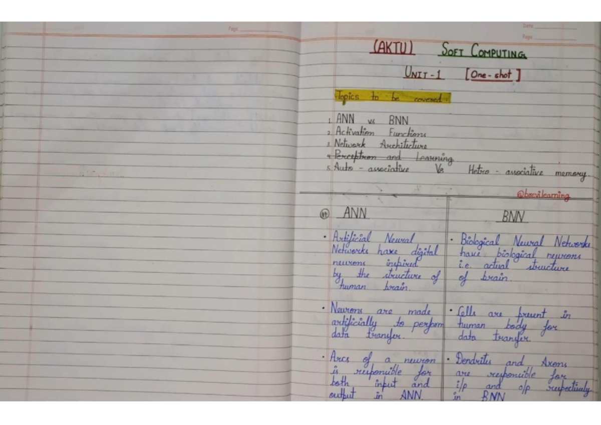 Soft Computing (CS101) Unit 1: Neural Networks & Fuzzy Logic Concepts ...