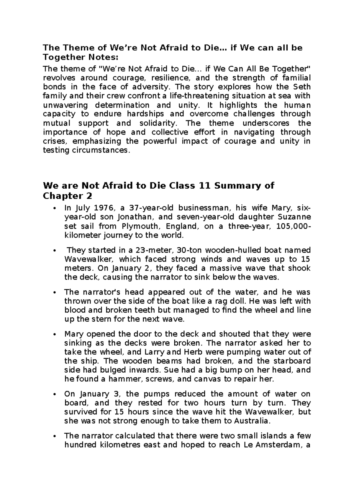 We Are Not Afraid: Class 11 Summary of Chapter 2 - Studocu
