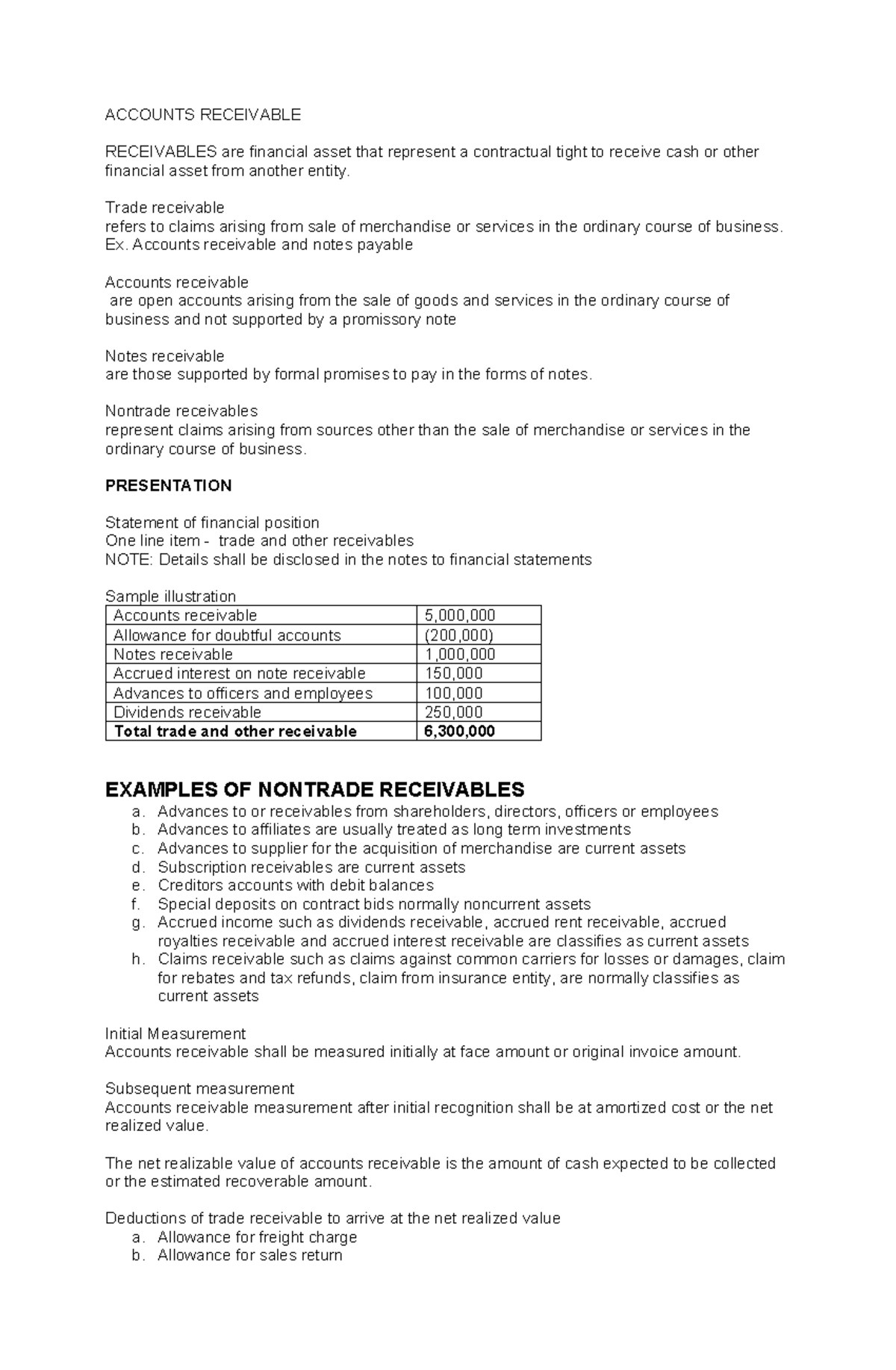 Accounts Receivable Overview - ACC 101 Handouts - Studocu