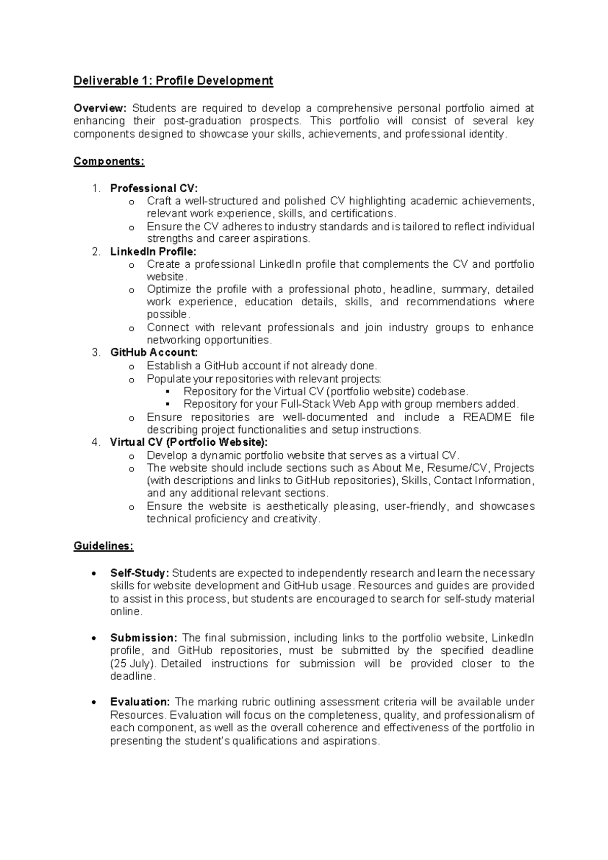 Individual Assignment: Profile Development Overview for Portfolio ...