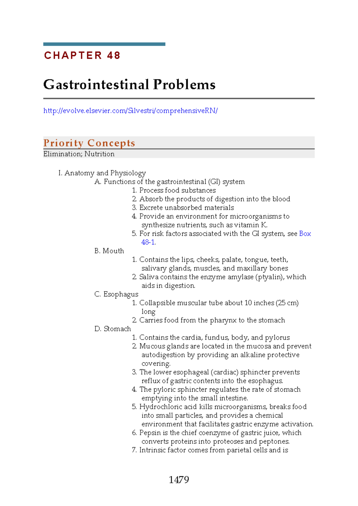 NCLEX Gastrointestinal Problems Study Notes (Chapter 48) - Studocu