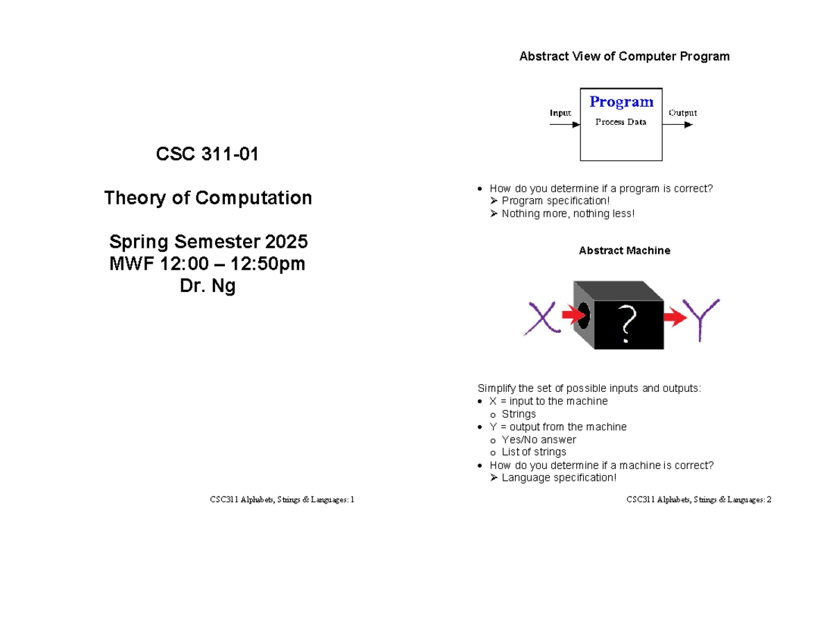 Csc311 Final Exam Notes Alphabets Strings And Languages Analysis Csc 311 Theory Of