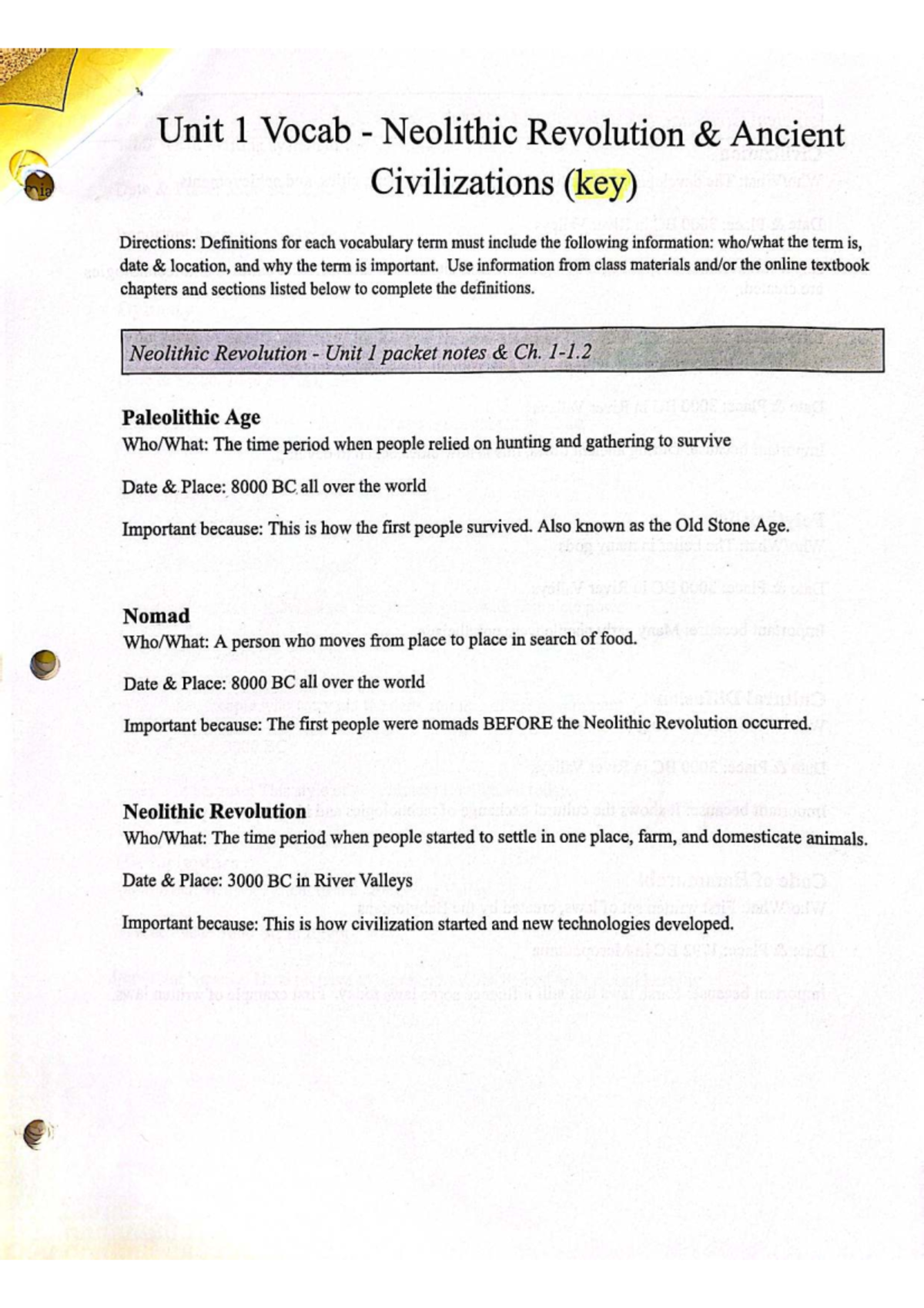 Ancient Civilizations (HIST 101): Key Concepts & Vocab from Unit 1 ...