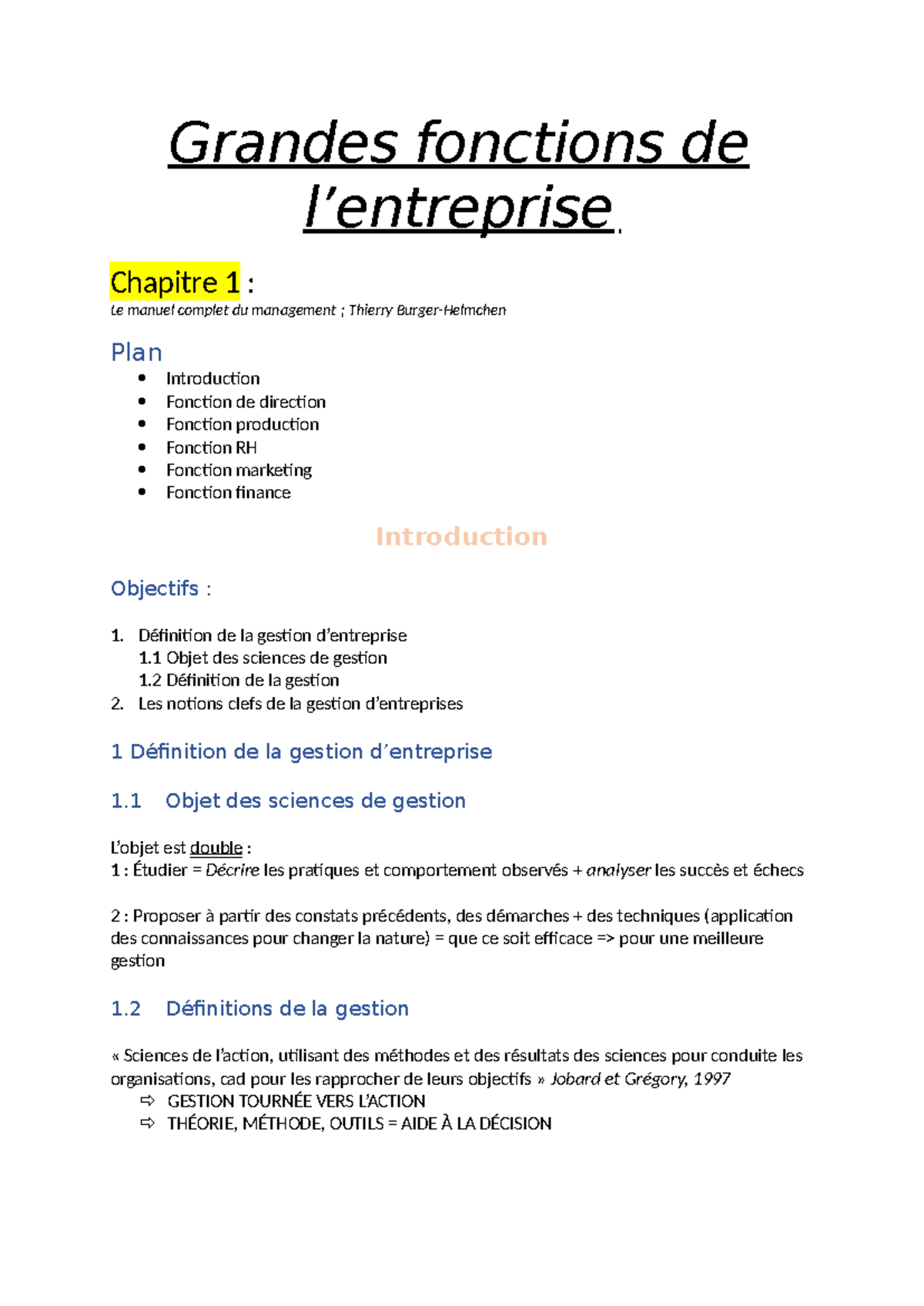 GFE 101 : Grandes Fonctions de l'Entreprise - Introduction et Concepts ...
