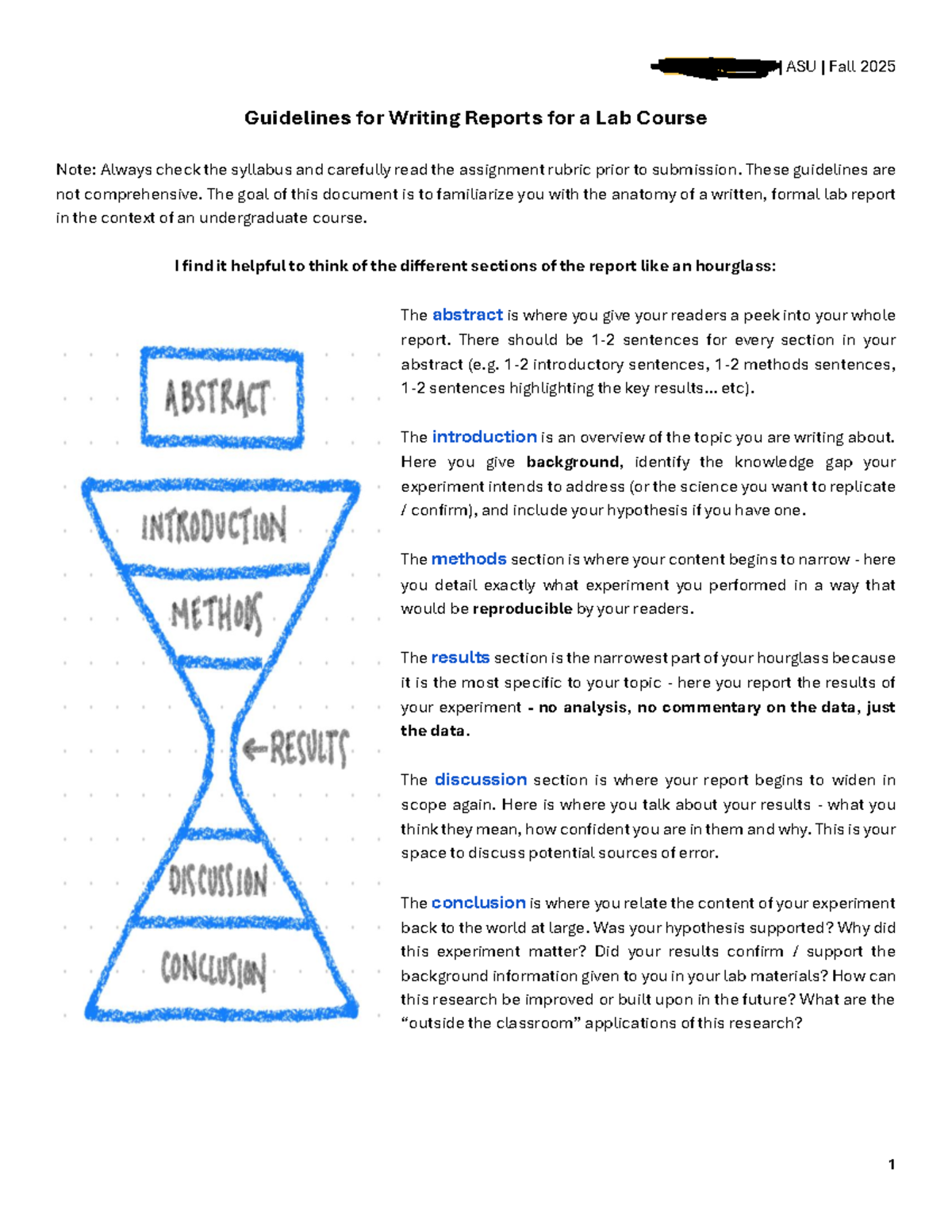 116 Lab Report Writing Guidelines for ASU Fall 2025 - Studocu