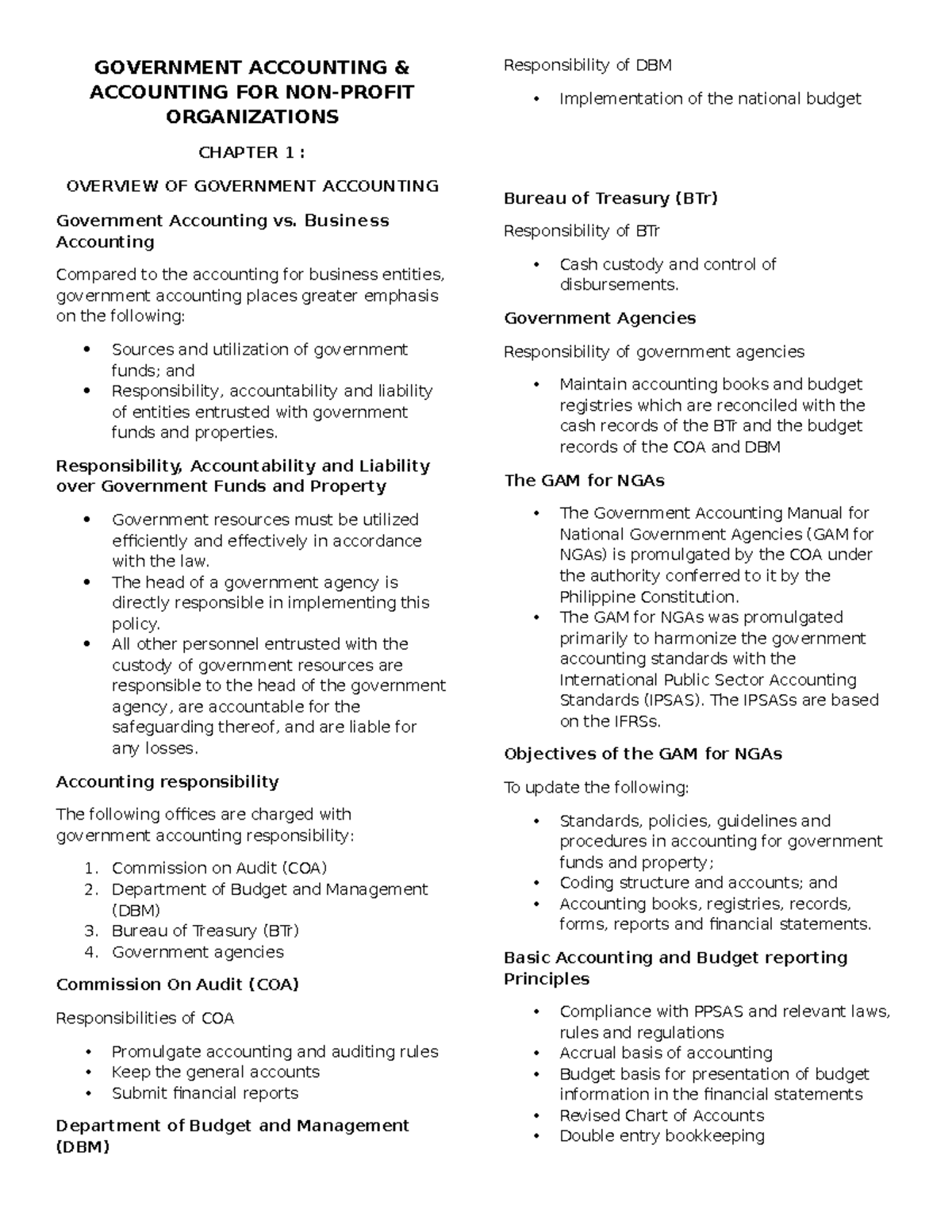 Government Accounting (ACCT 101: Chapter 1 Overview & Key Concepts ...