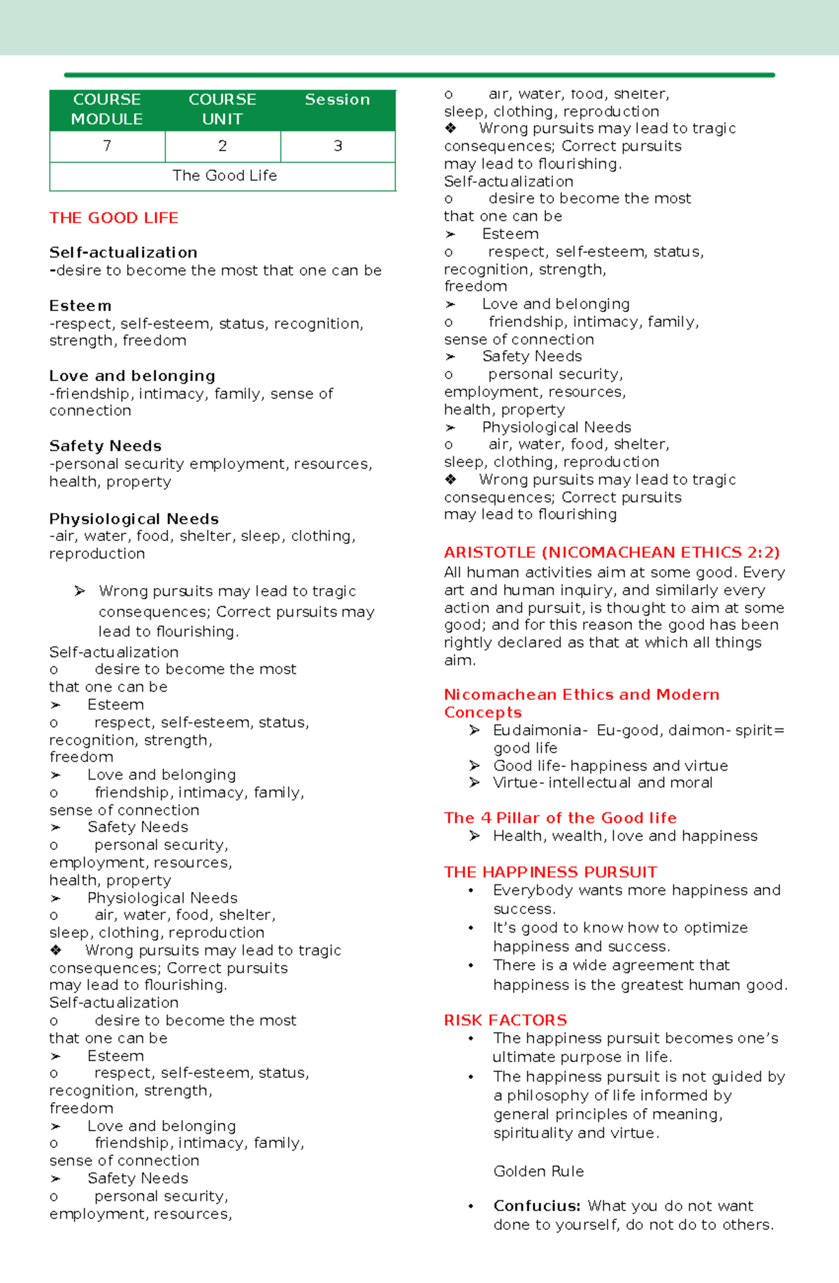 Lesson 2- good life - stas - Science, Technology and Society COURSE MODULE COURSE UNIT Session 7 ...