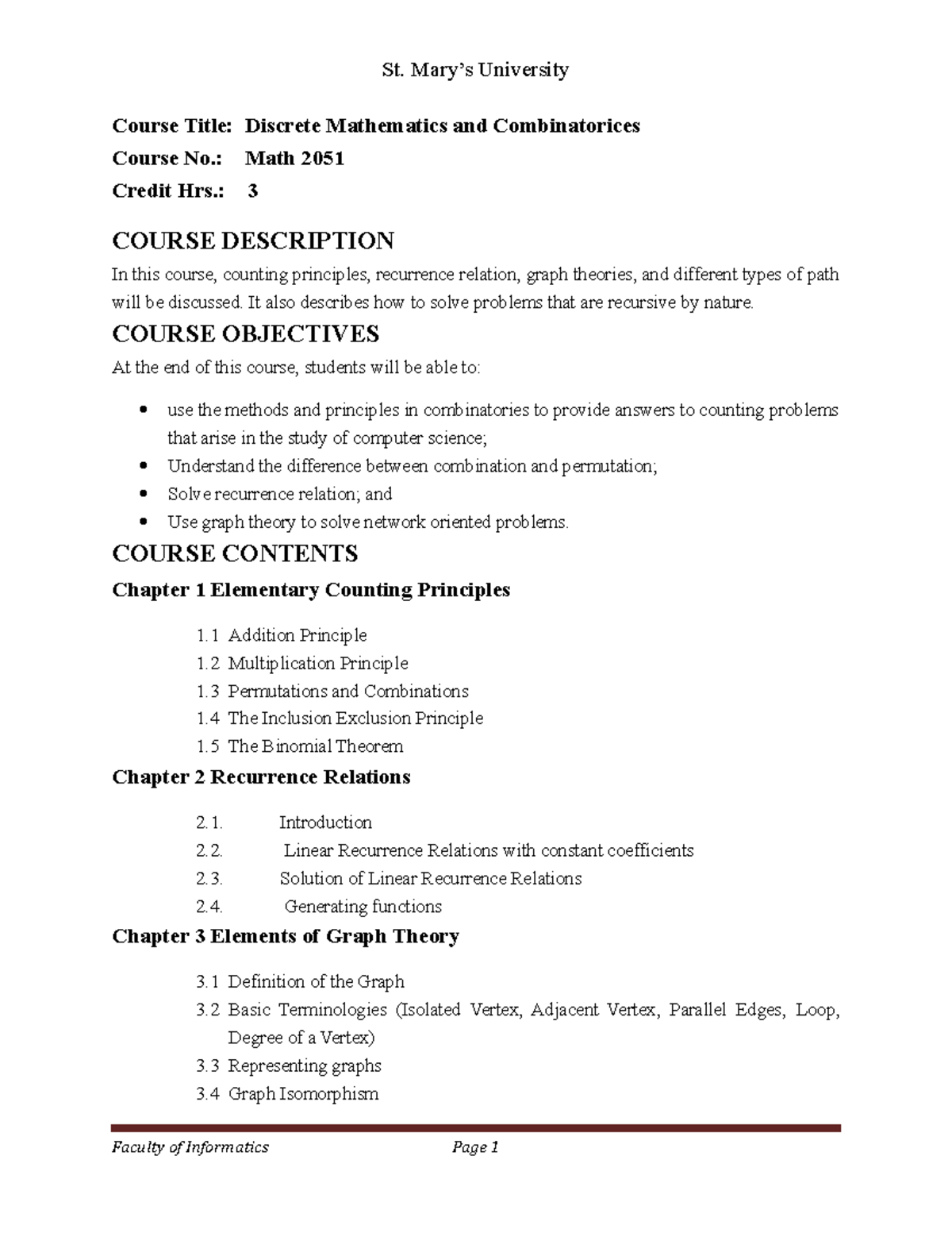 Discrete Mathematics and Combinatorics - Math 2051 Course Overview - Studocu