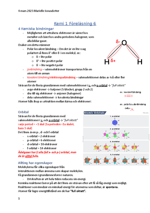 KEMI 1 Sammanfattning - Kemi 1: Sammanfattning Kapitel 1: Materia ...
