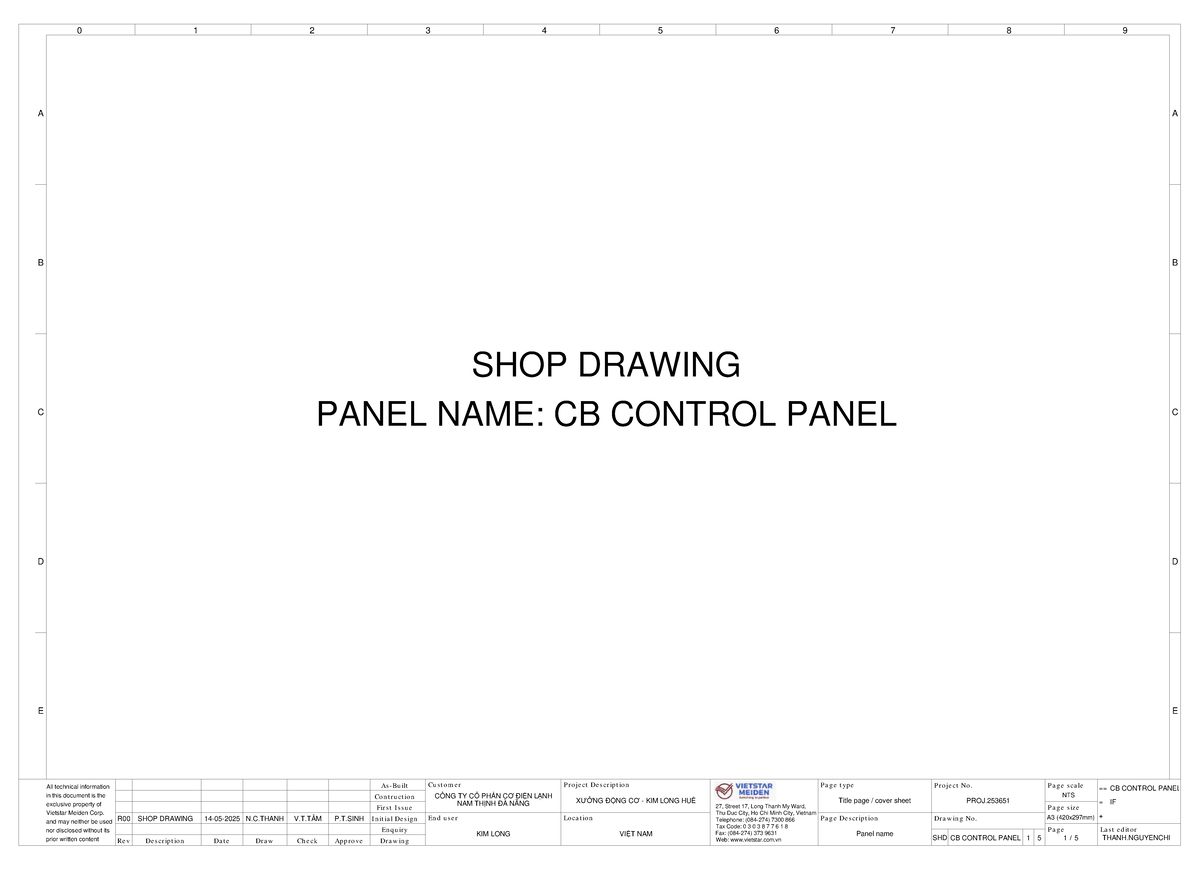 SHD CB CONTROL PANEL Shop Drawing - Initial Design & Layout - Studocu