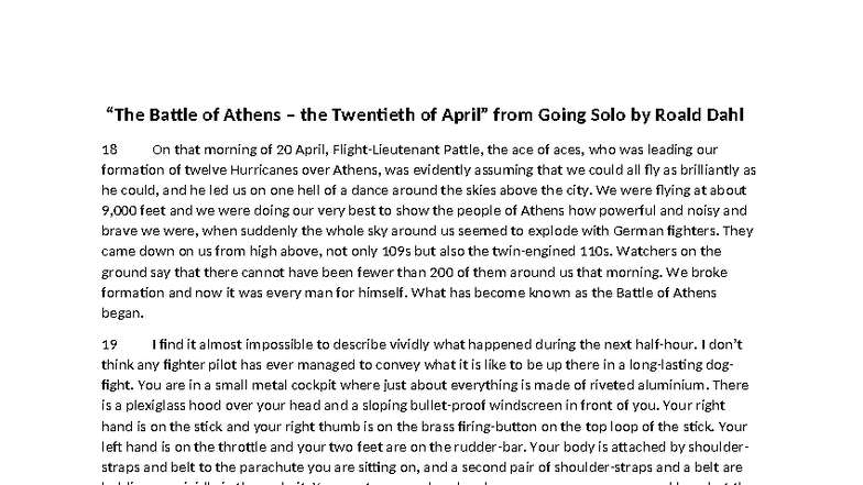 Battle of Athens: Aerial Combat Insights from Going Solo (UA) - Studocu