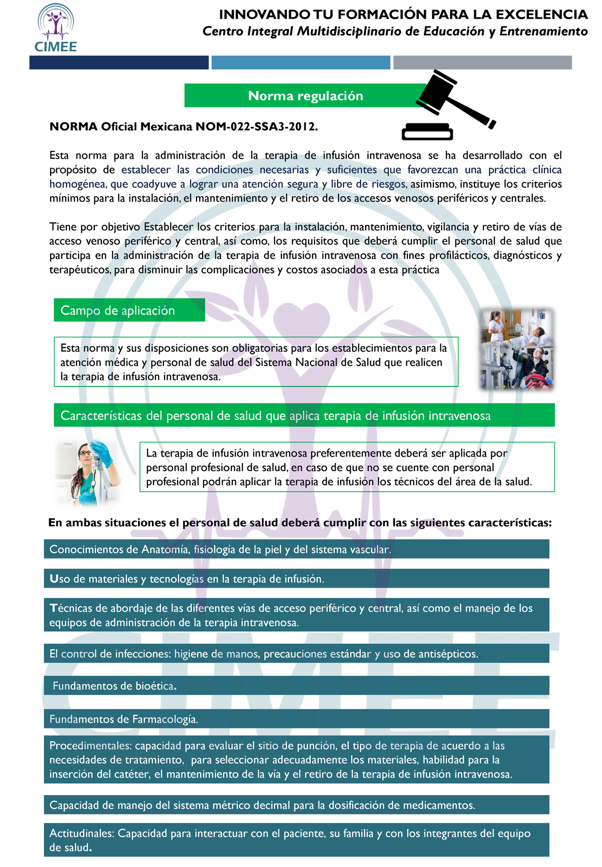 Norma Oficial Mexicana 022: Terapia de Infusión Intravenosa TI 03 - Studocu