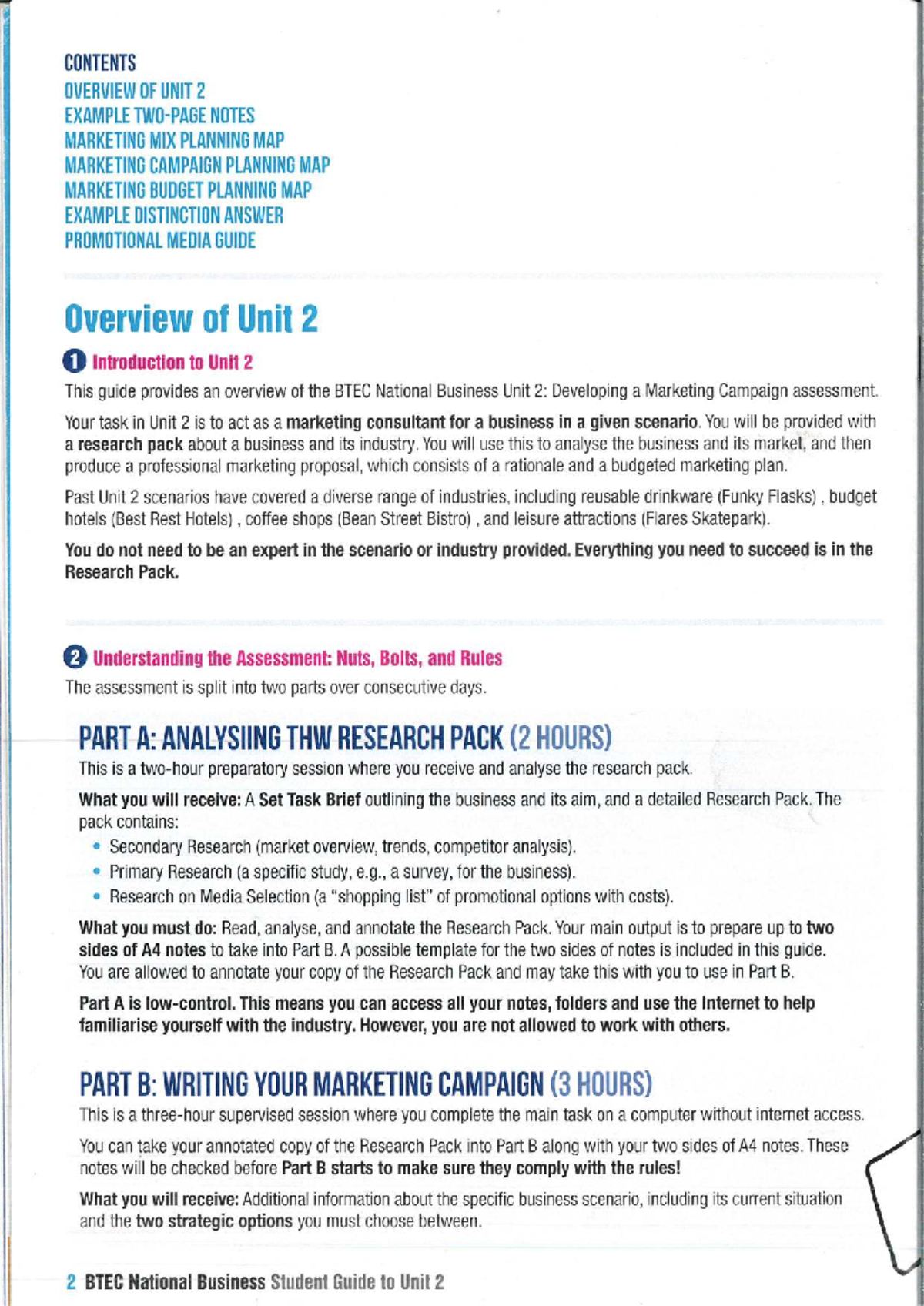 BTEC National Business Unit 2: Marketing Campaign Planning Guide 2025 ...