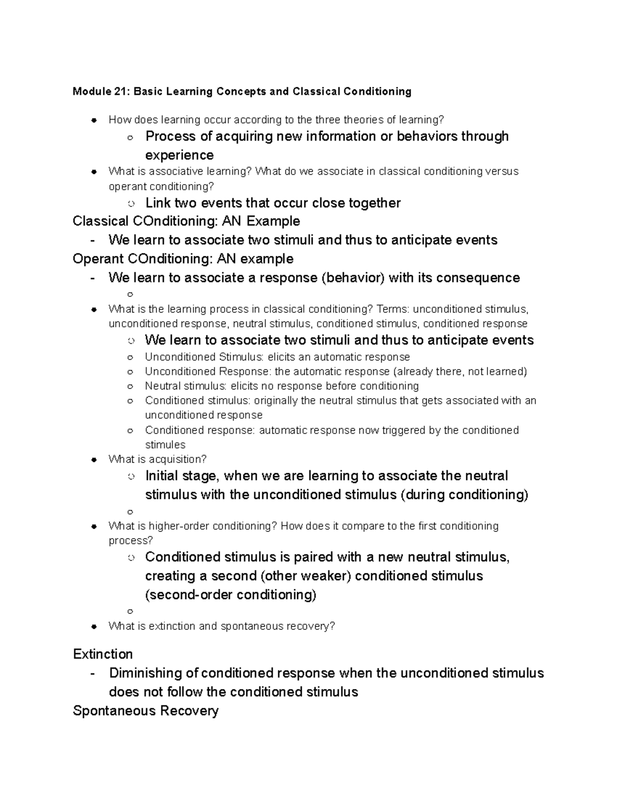 Learning Theories: Classical & Operant Conditioning (Modules 21-22 ...