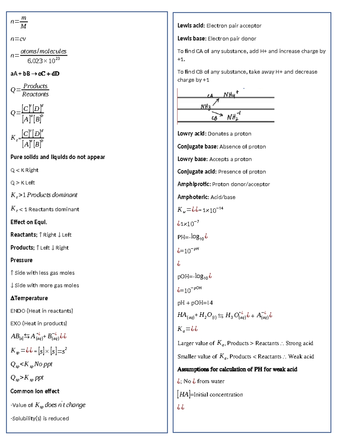 CHEM191 Module 1: Key Formulas and Important Graph Notes - Studocu