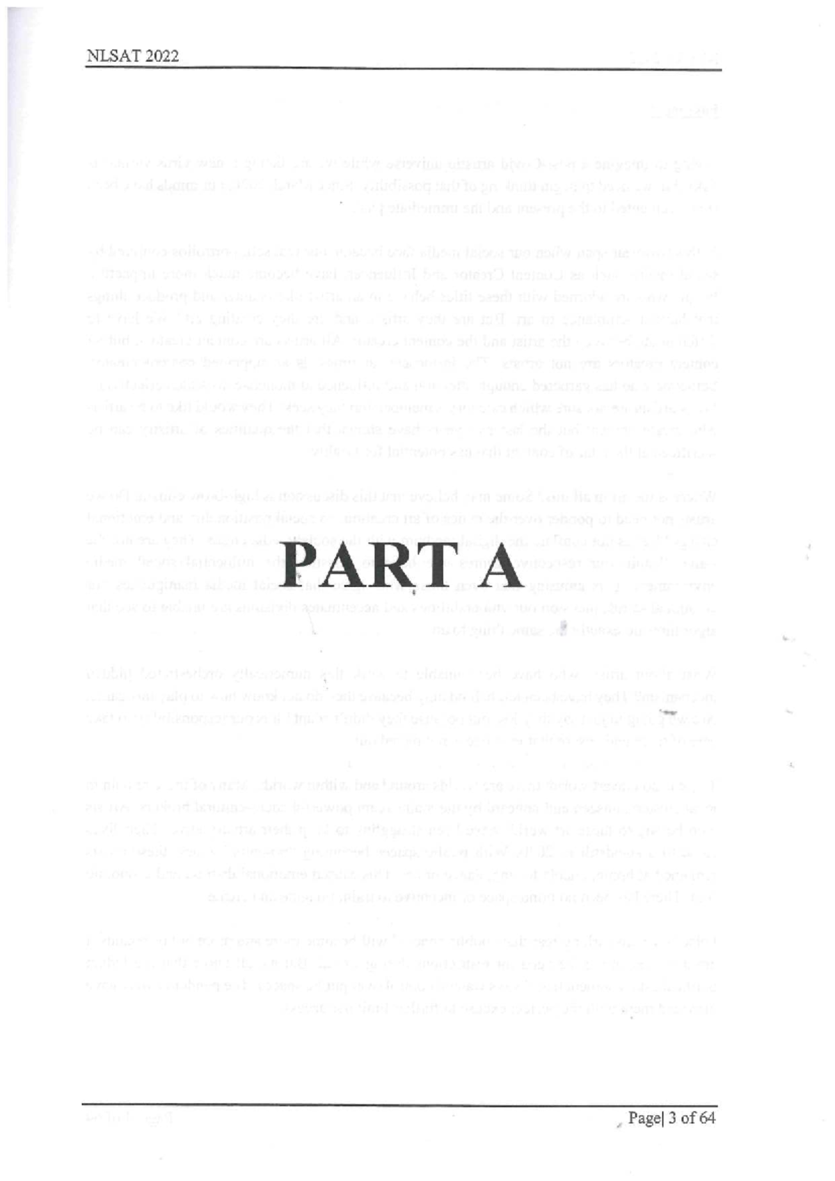 NLSAT 2022 LLB question paper with passages and analysis - Studocu