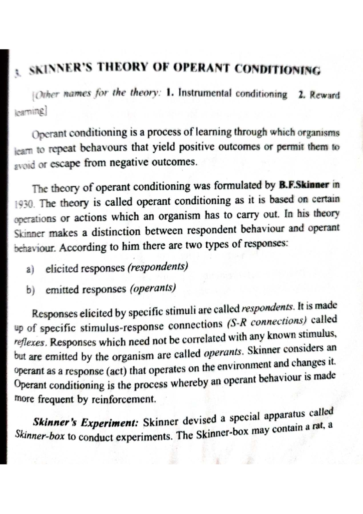 PSY 101: Skinner's Theory of Operant Conditioning Explained - Studocu