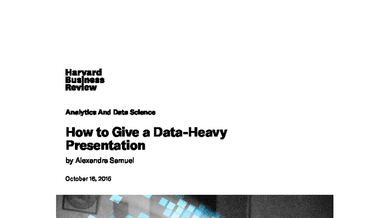 How to Give a Data-Heavy Presentation in Analytics & Data Science - Studocu
