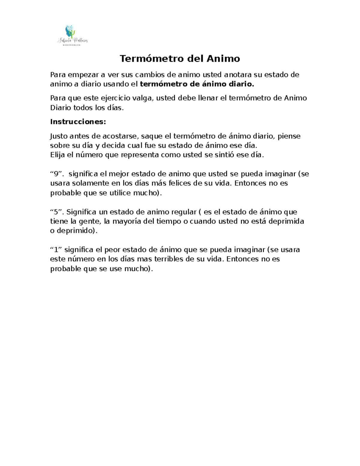 Termómetro del Ánimo Diario - Psicología - Studocu