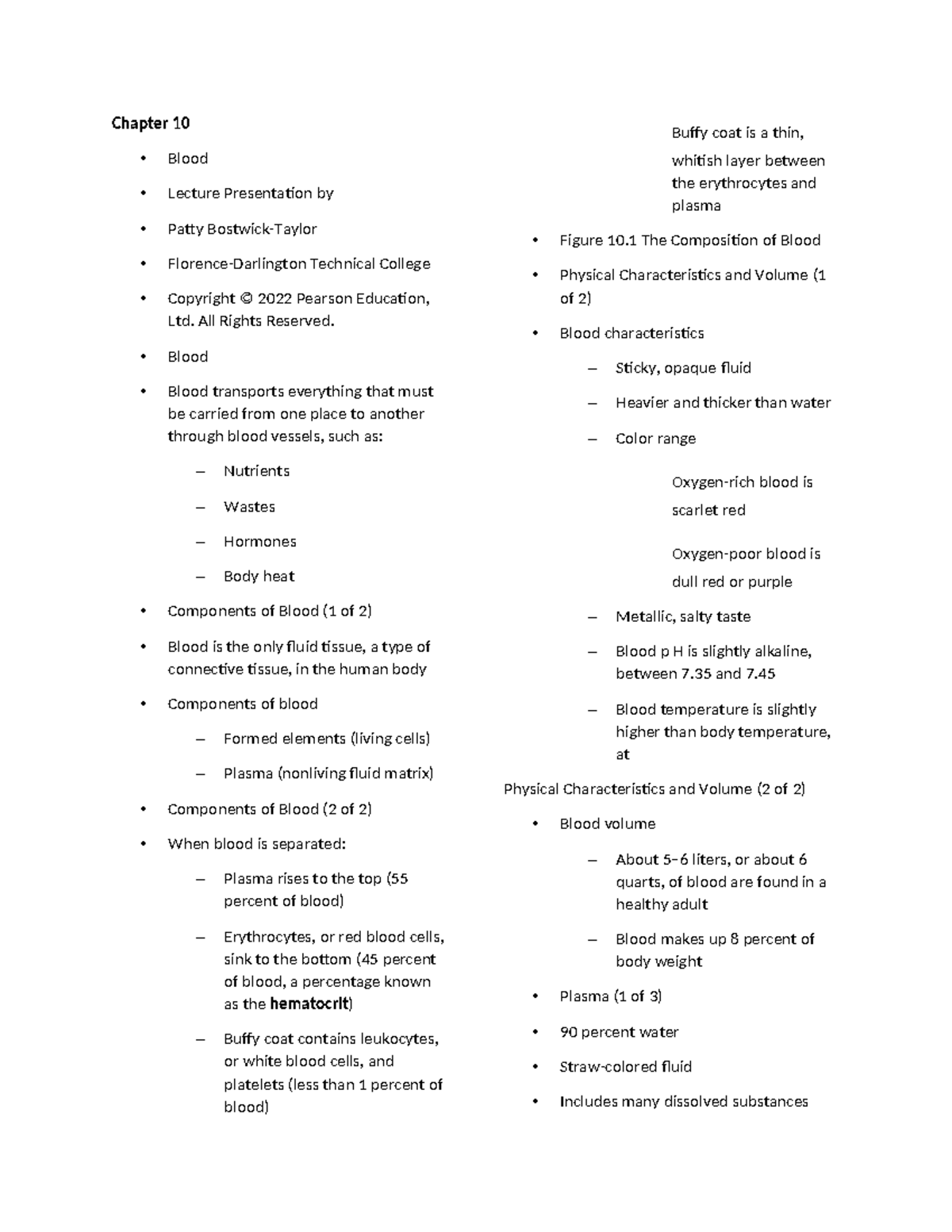 Blood-notes for medlab - Chapter 10 - Blood - Lecture Presentation by ...