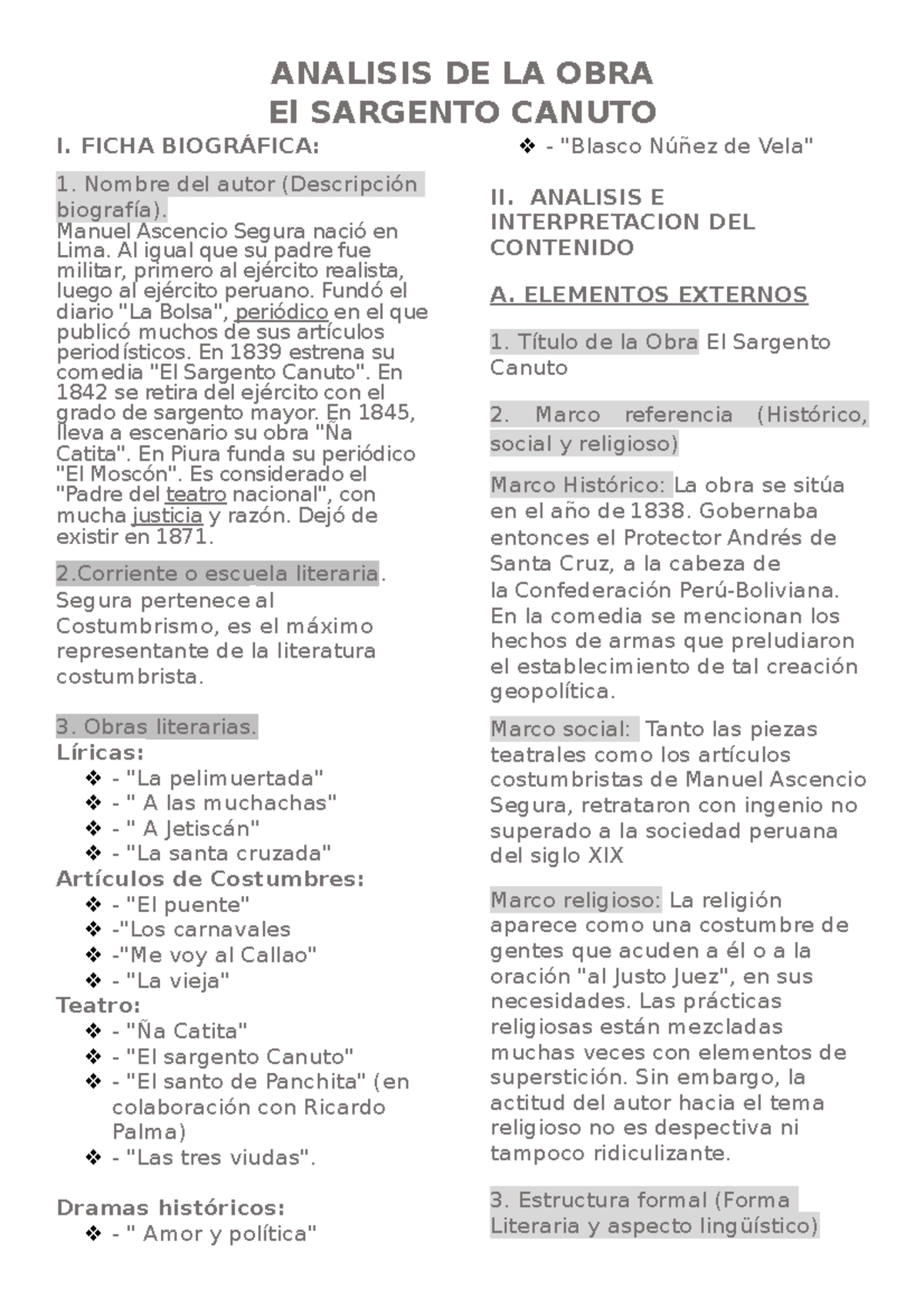 Analisis DE Sargento Canuto Aly - ANALISIS DE LA OBRA El SARGENTO ...