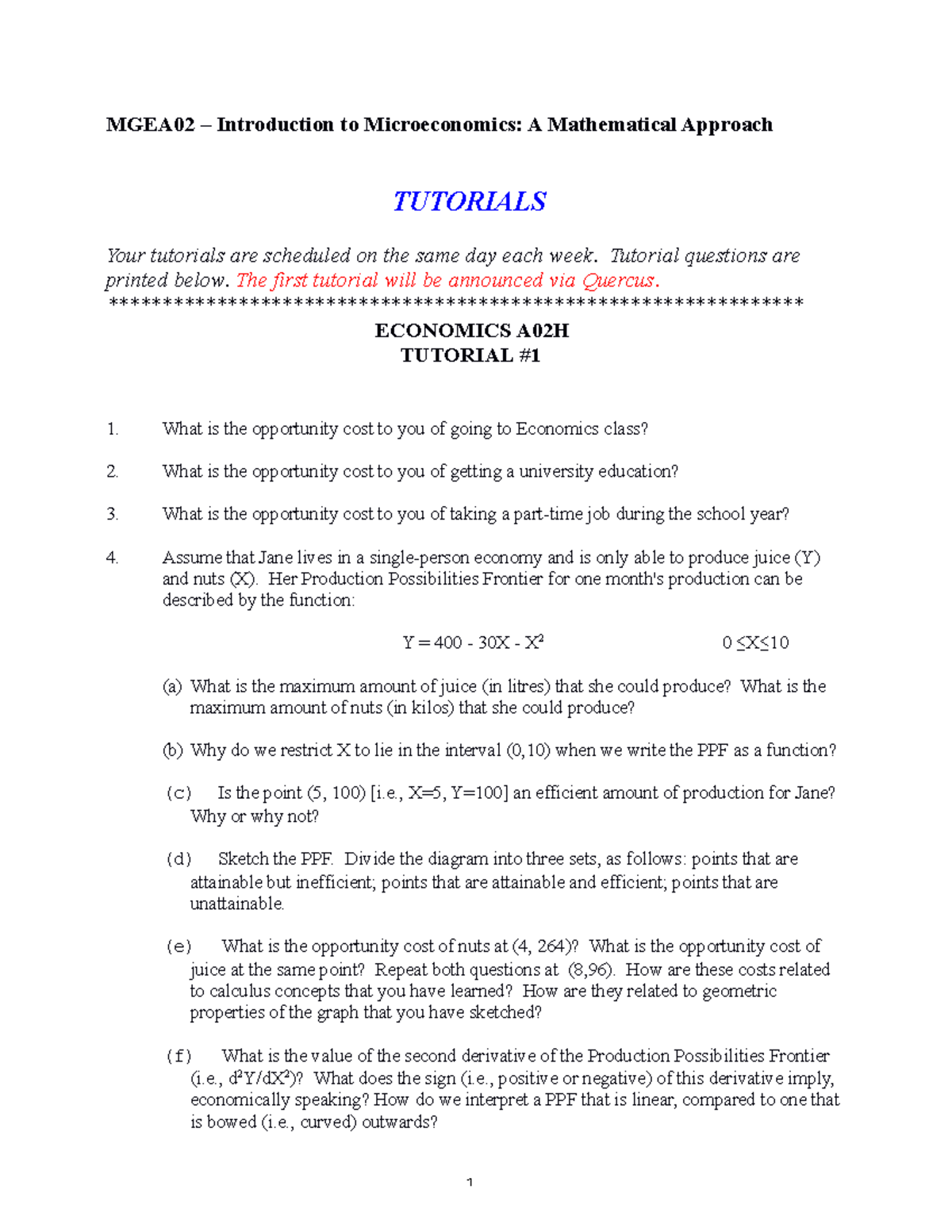 MGEA02 Tutorial Questions Set 3 - Microeconomics Focus - Studocu