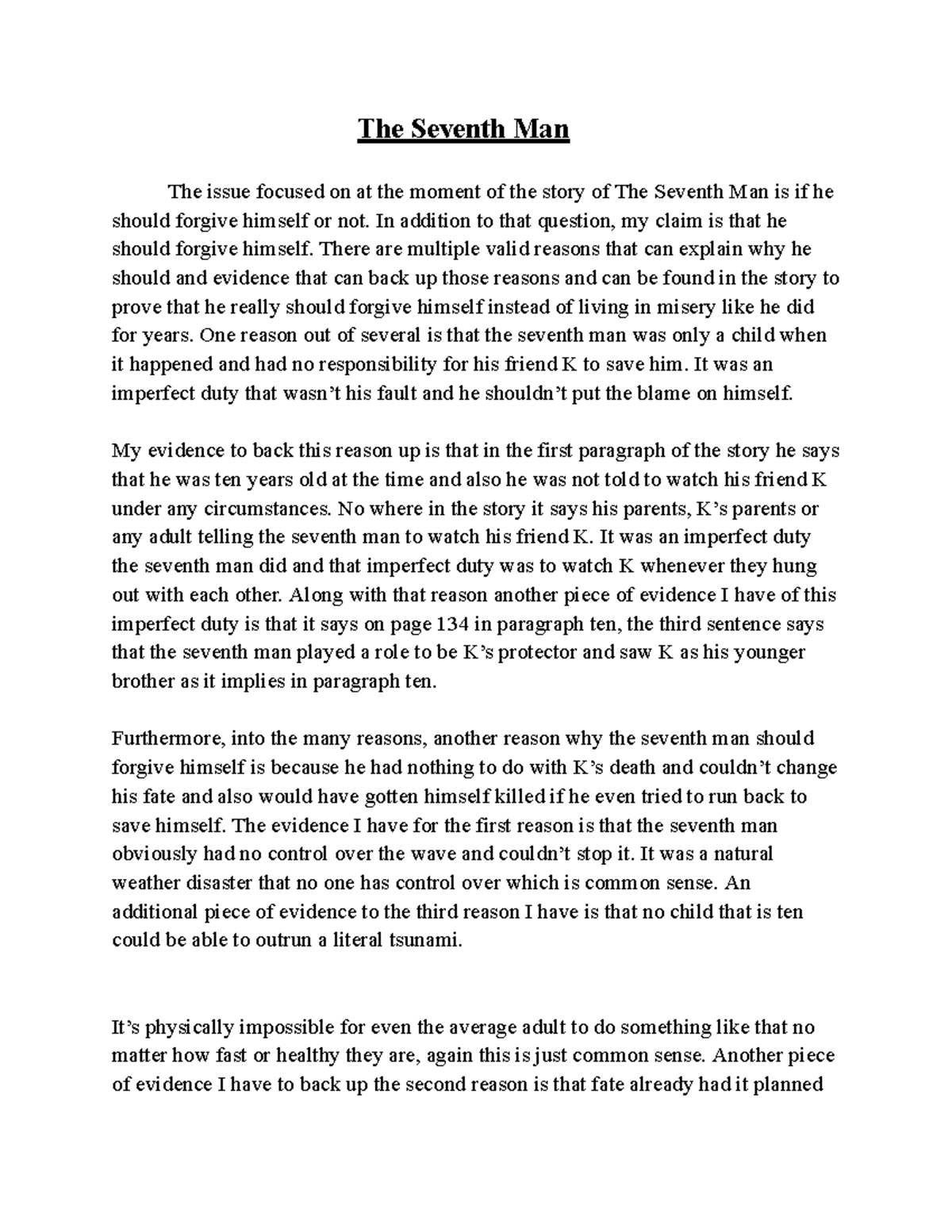 The Seventh Man: The Case for Self-Forgiveness Essay - Studocu