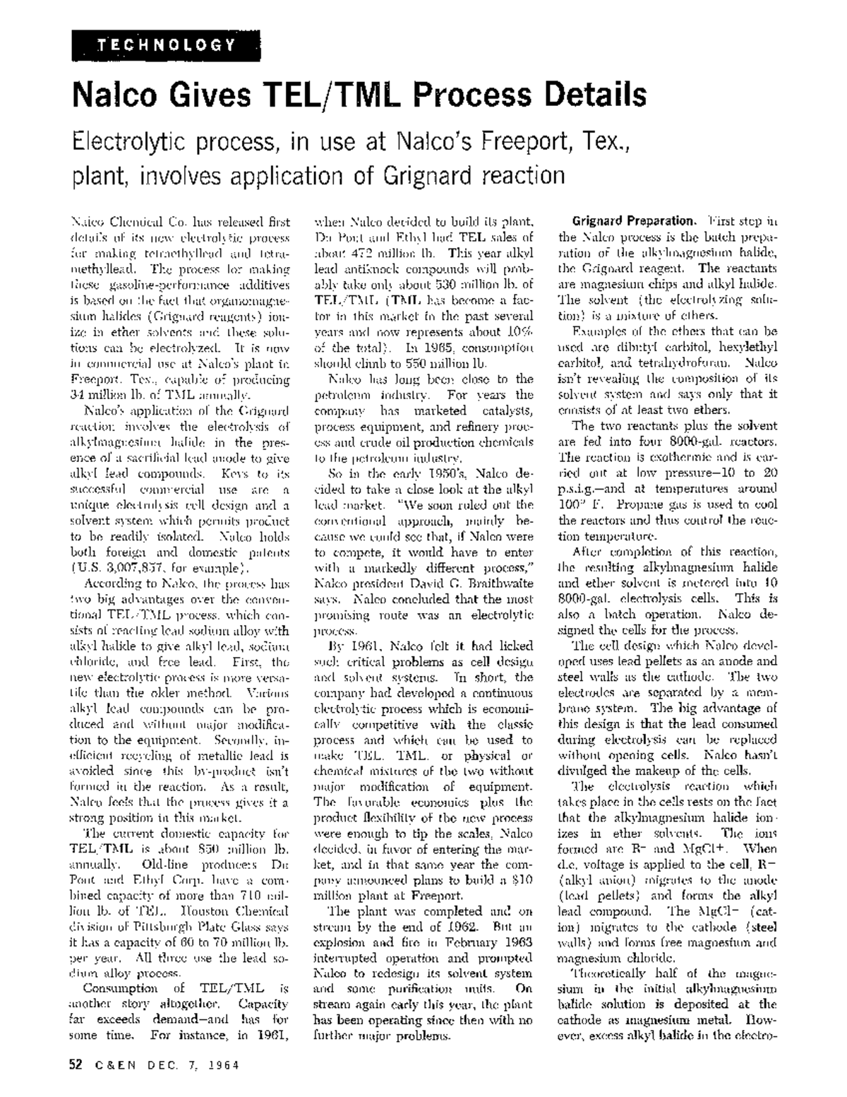 Nalco gives teltml process details 1964 - T E C H N O L O G Y Nalco ...