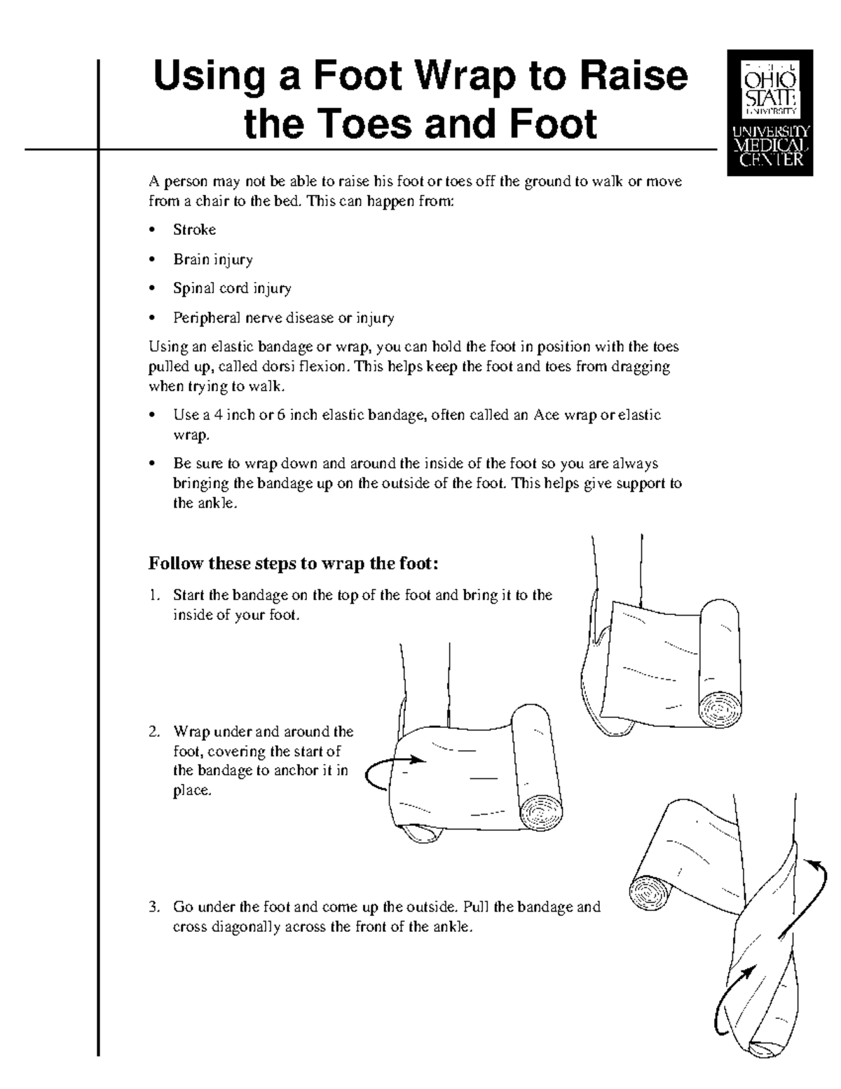 DF wrapping OSU - Using a Foot Wrap to Raise the Toes and Foot A person ...