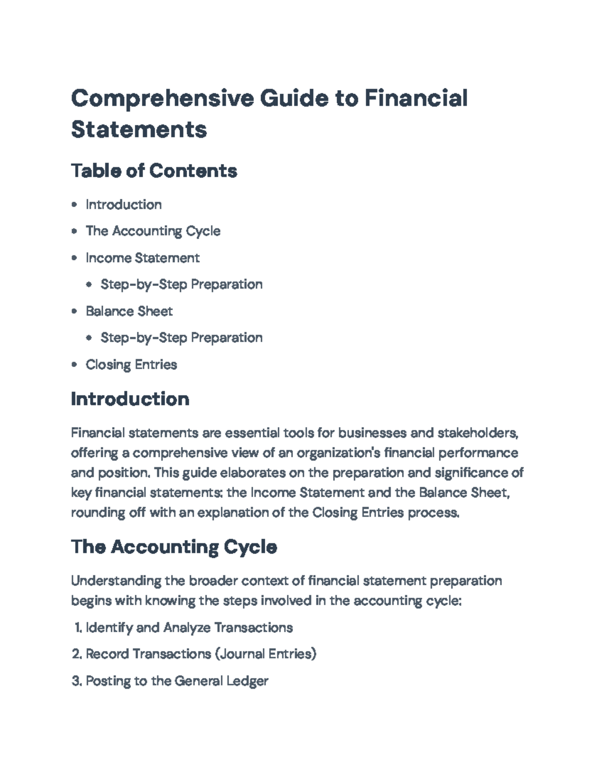 Comprehensive Guide to Preparing Financial Statements (Finance 101) - Comprehensive Guide to ...