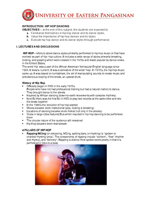 Modern Dance module - INTRODUCTION: MODERN OR POP DANCING OBJECTIVES ...