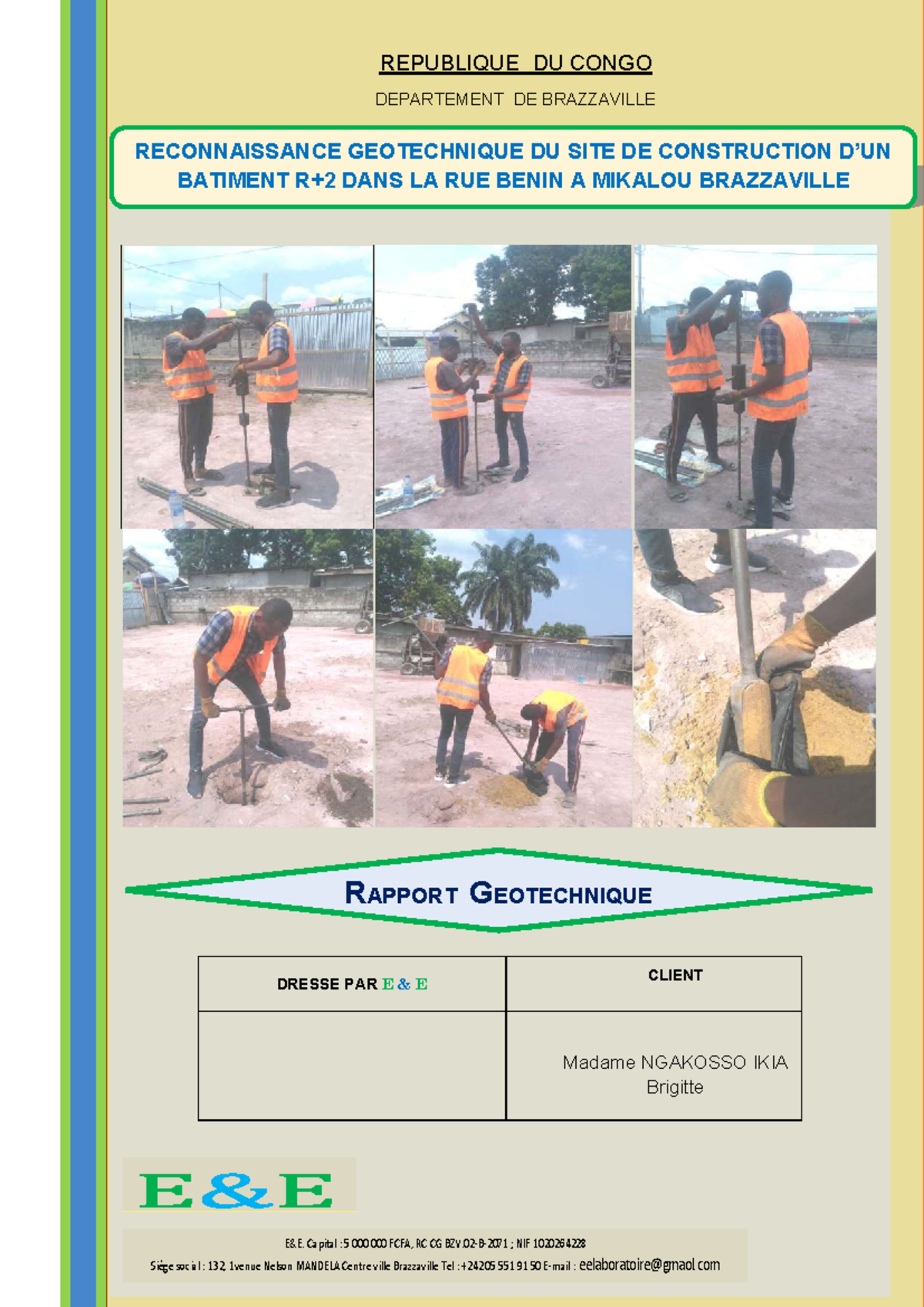 Rapport Géotechnique - Construction Bâtiment Rue Benin, Mikalou - Studocu