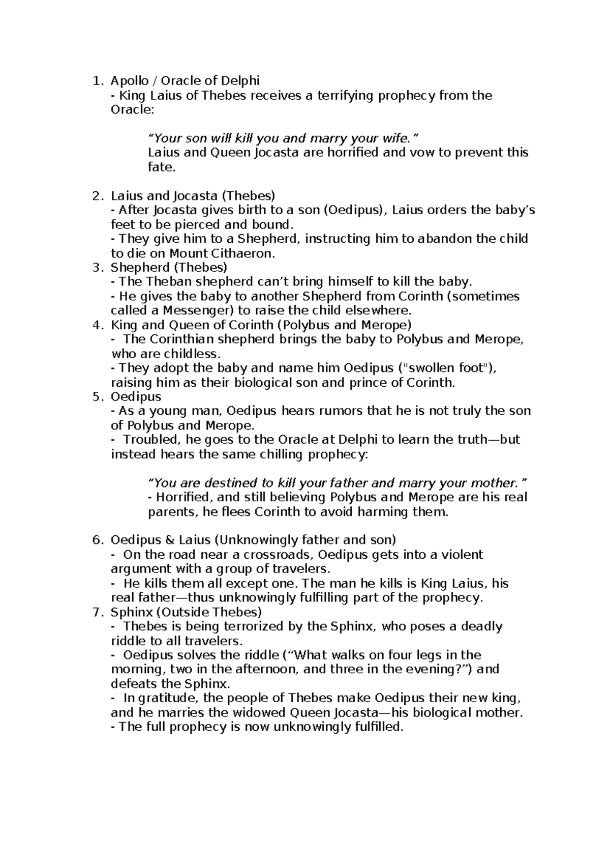 ENG 101: Oedipus Rex - The Tragic Prophecy and Its Fulfillment - Studocu