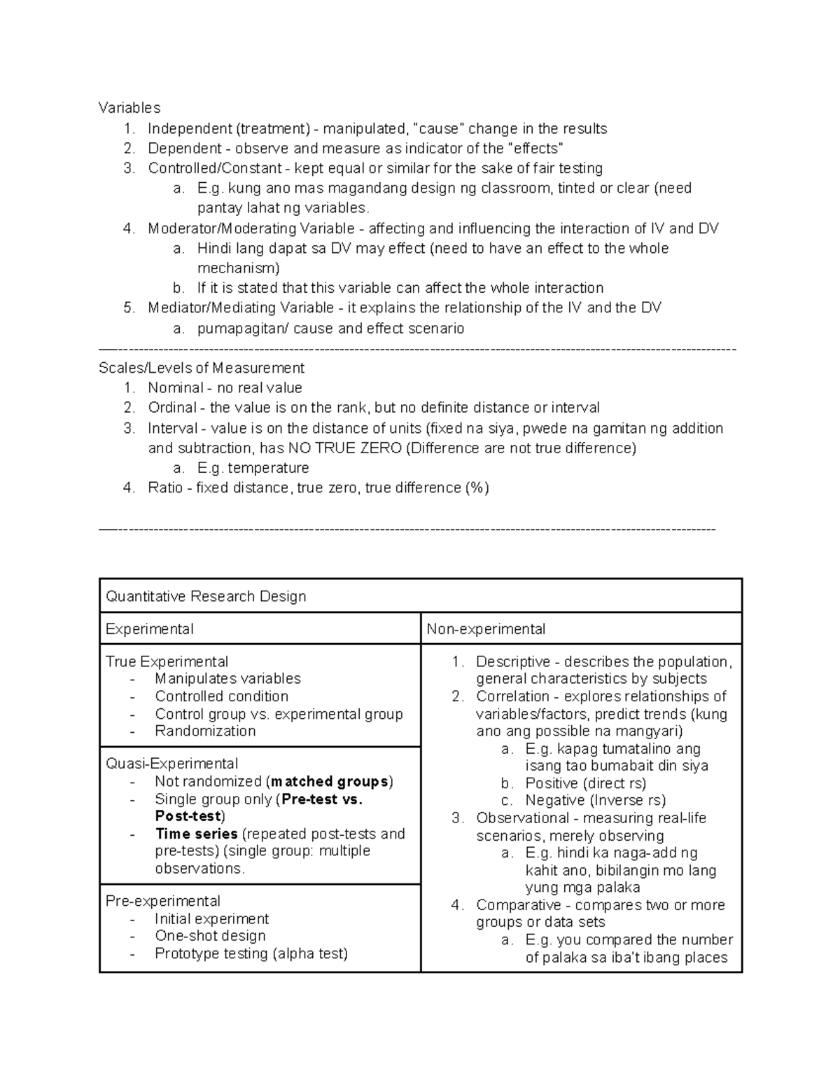 Research Design Variables: IV, DV, and Measurement Types - Studocu