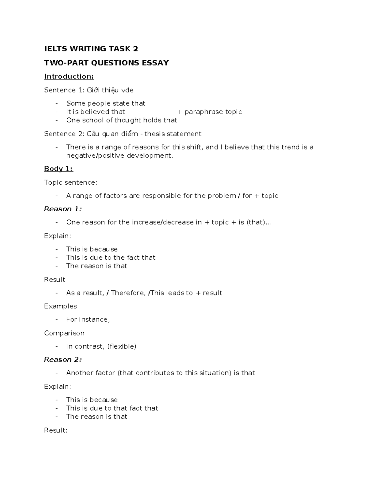 IELTS WRITING TASK 2 ESSAY STRUCTURE & STRATEGIES - Studocu