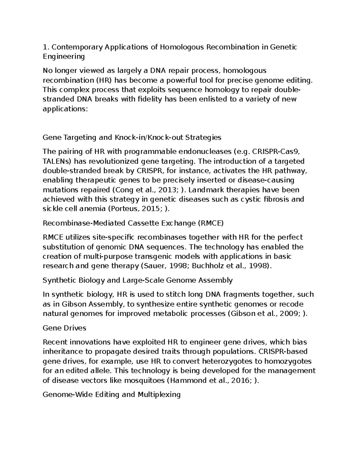 BIOL 1121-01 Assignment: Homologous Recombination & Genetic Mapping ...