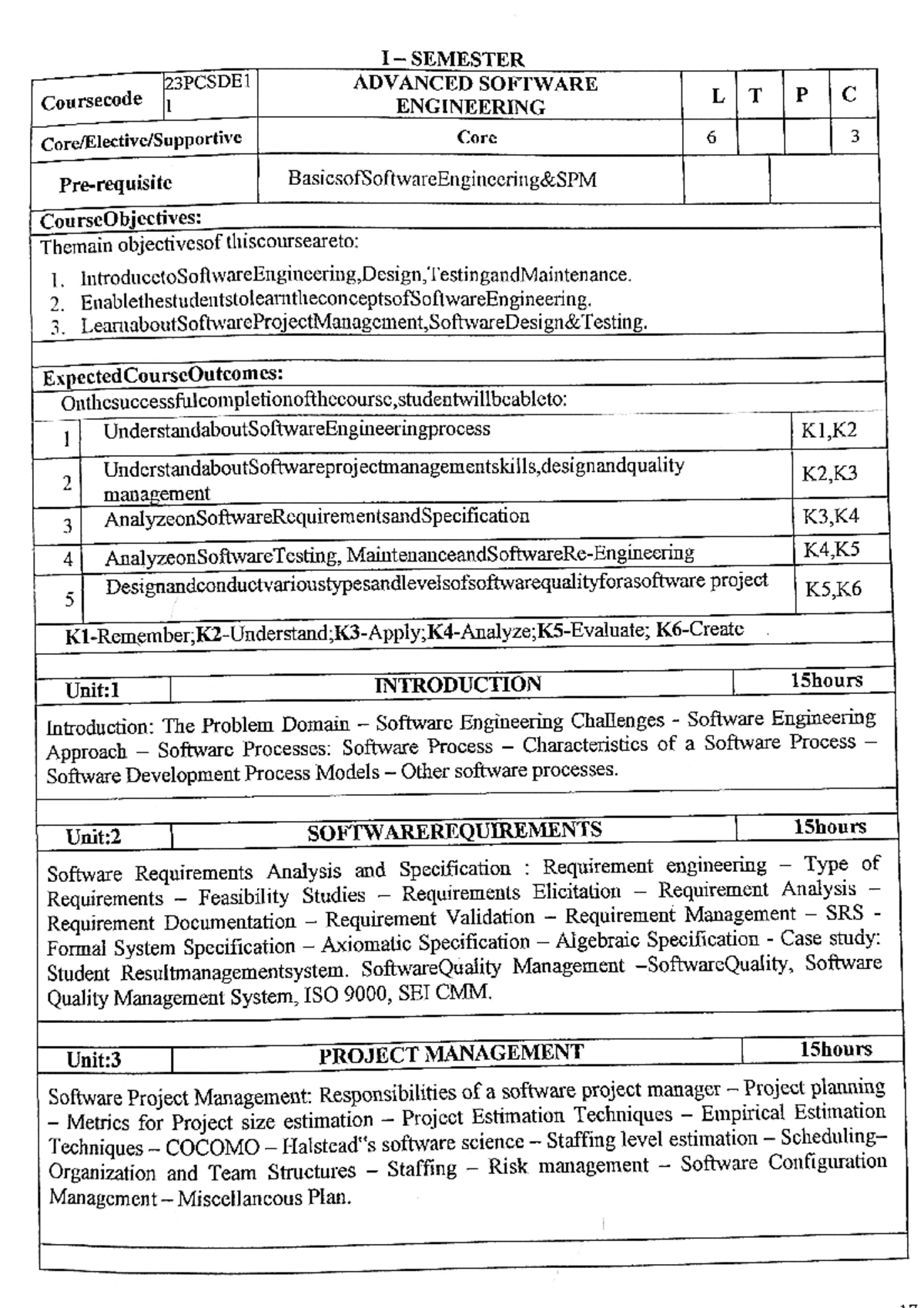 23 PCSDE 11 - Advanced Software Engineering Syllabus Overview - Studocu