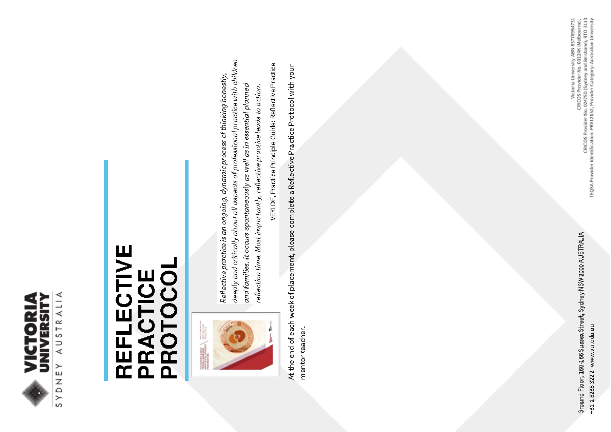 Reflective Practice Protocol Guide - VU Sydney Placement - Studocu