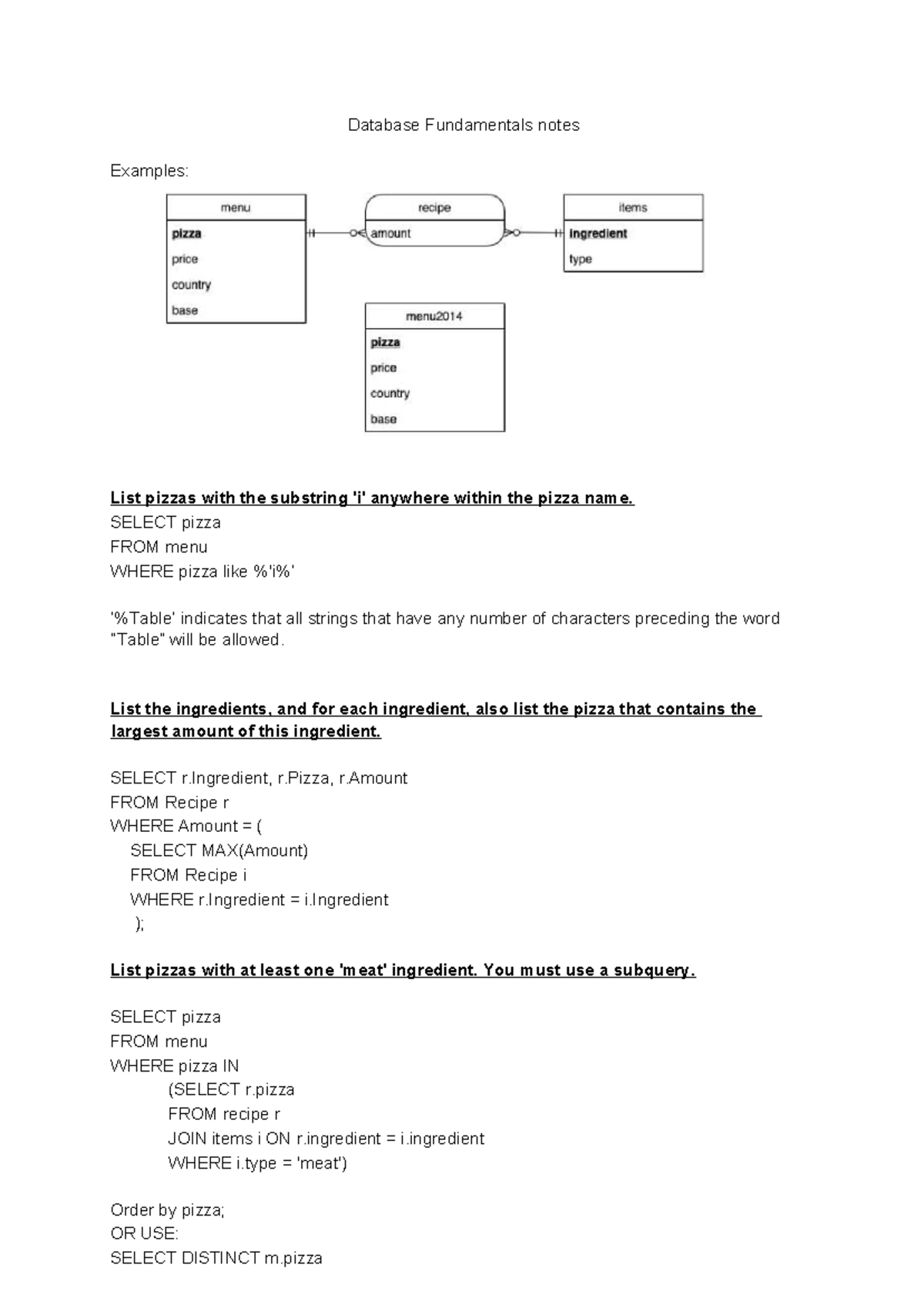 Copy of Database Fundamentals notes - Database Fundamentals notes ...