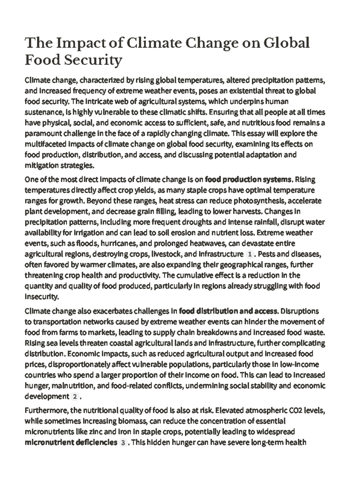 The Impact of Climate Change on Global Food Security: A Comprehensive ...