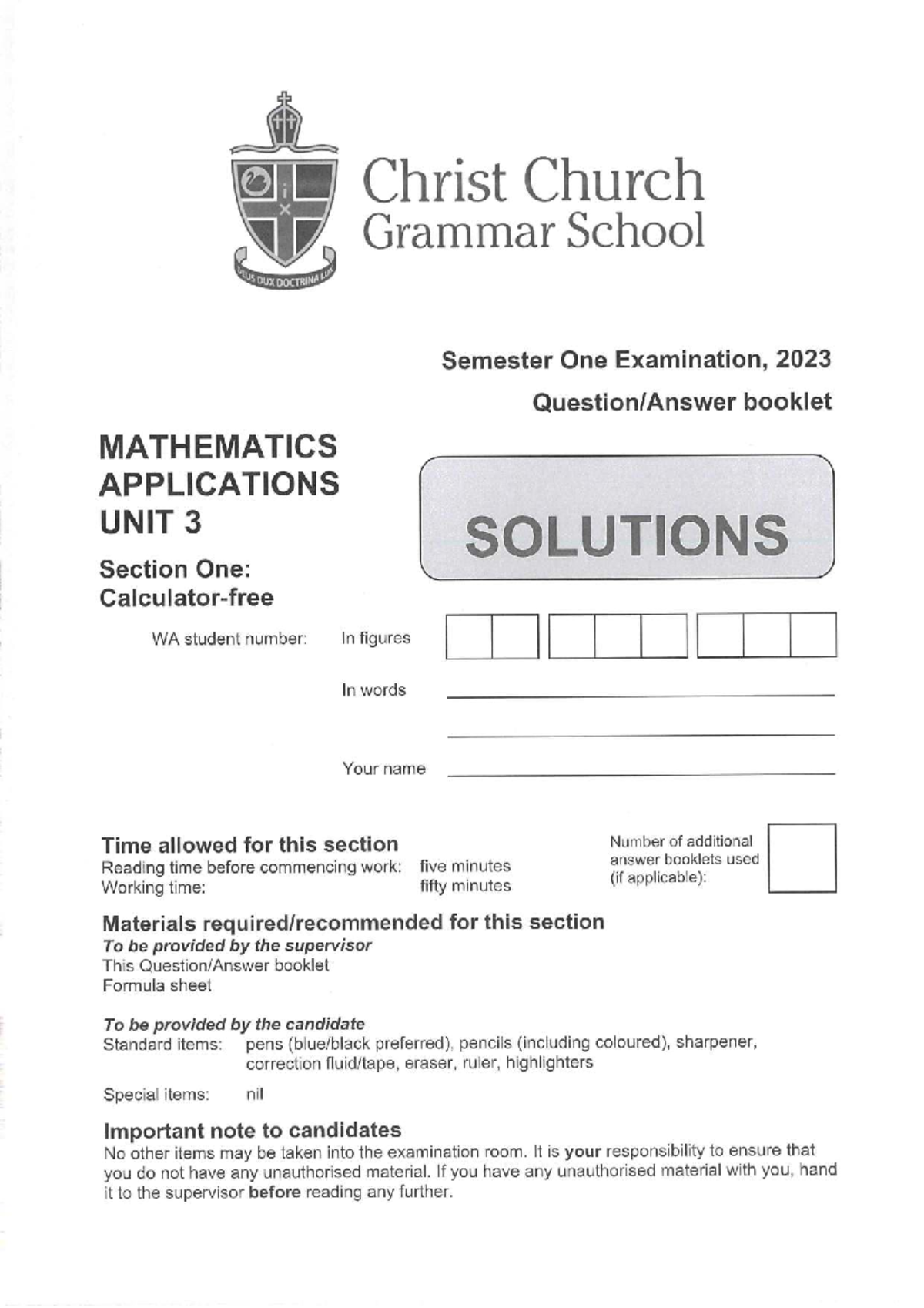 12 Apps 2023 Mid-Year Exam Solutions for Mathematics Applications - Studocu