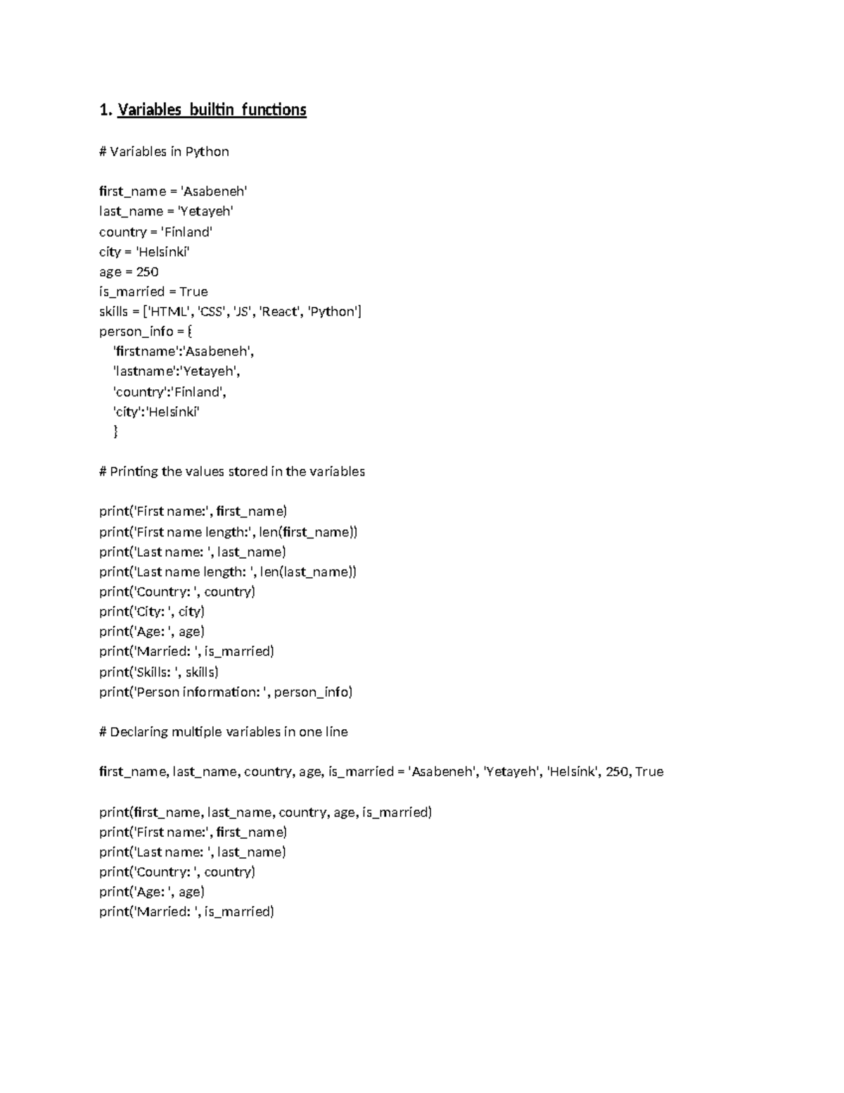 Python Basics: Variables, Functions, and Operations (CS101) - Studocu