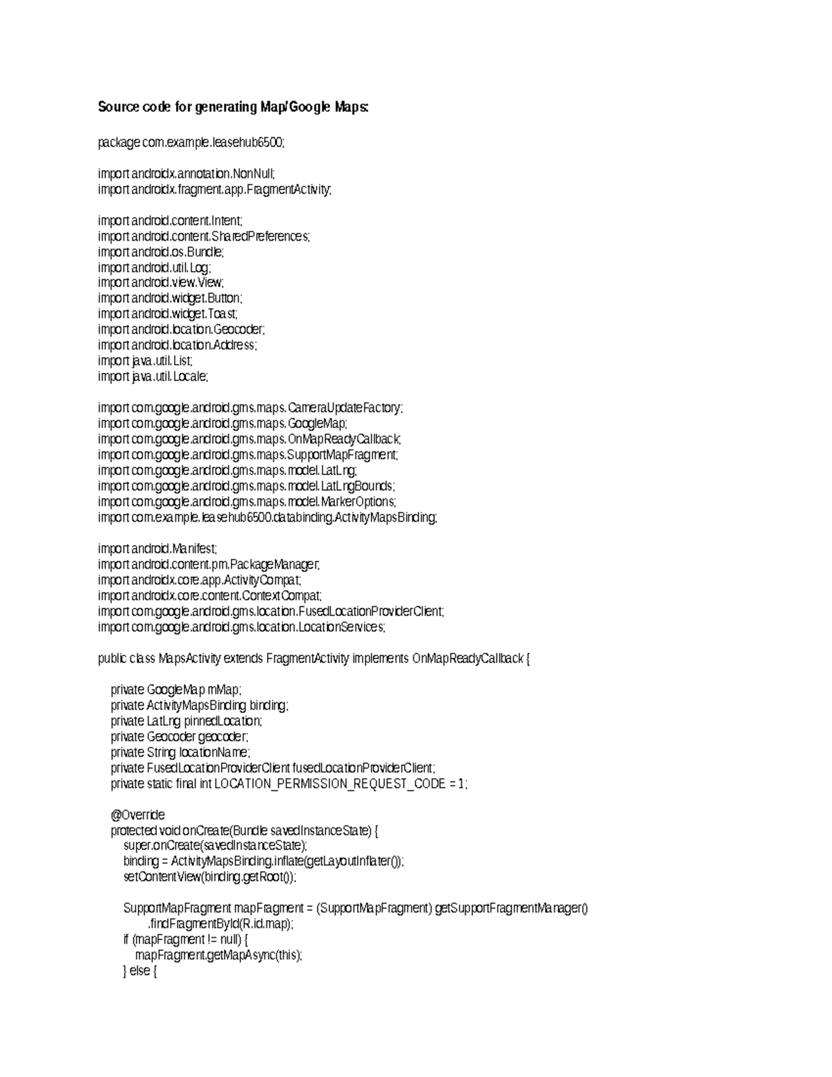 MapsActivity Source Code: Implementing Google Maps Features - Studocu