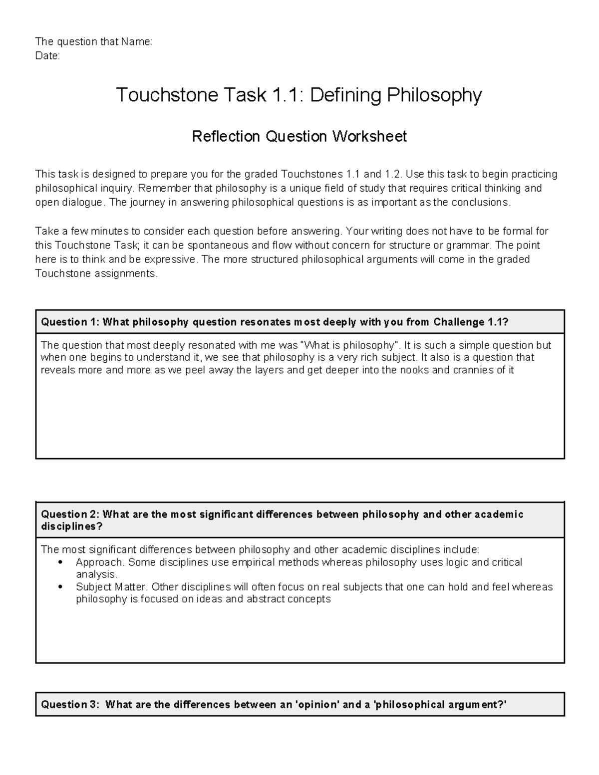 Ancient Greek Philosophers Touchstone Task 1 Worksheet - The question ...