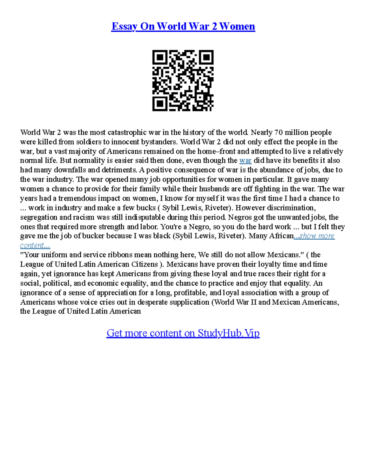 Essay On World War 2 - Nearly 70 million people were killed from ...