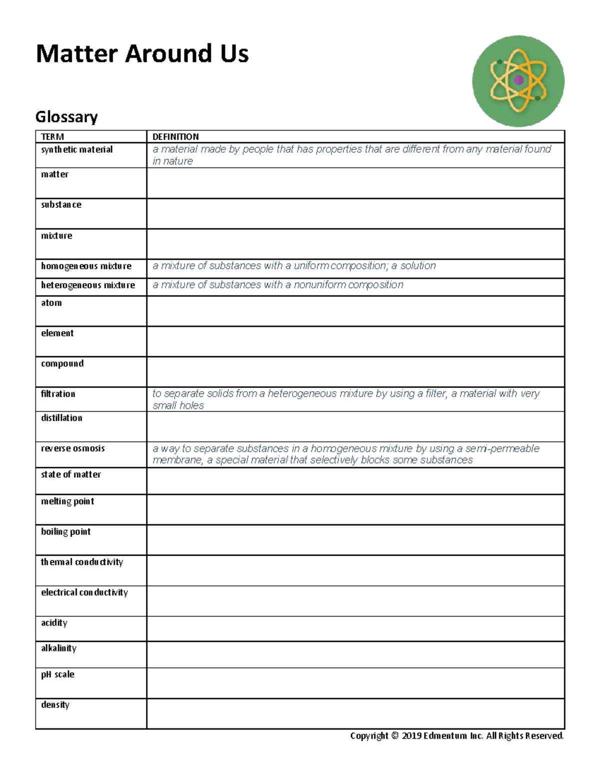 Guided Notes - Matter Around Us: Understanding Substances & Mixtures ...