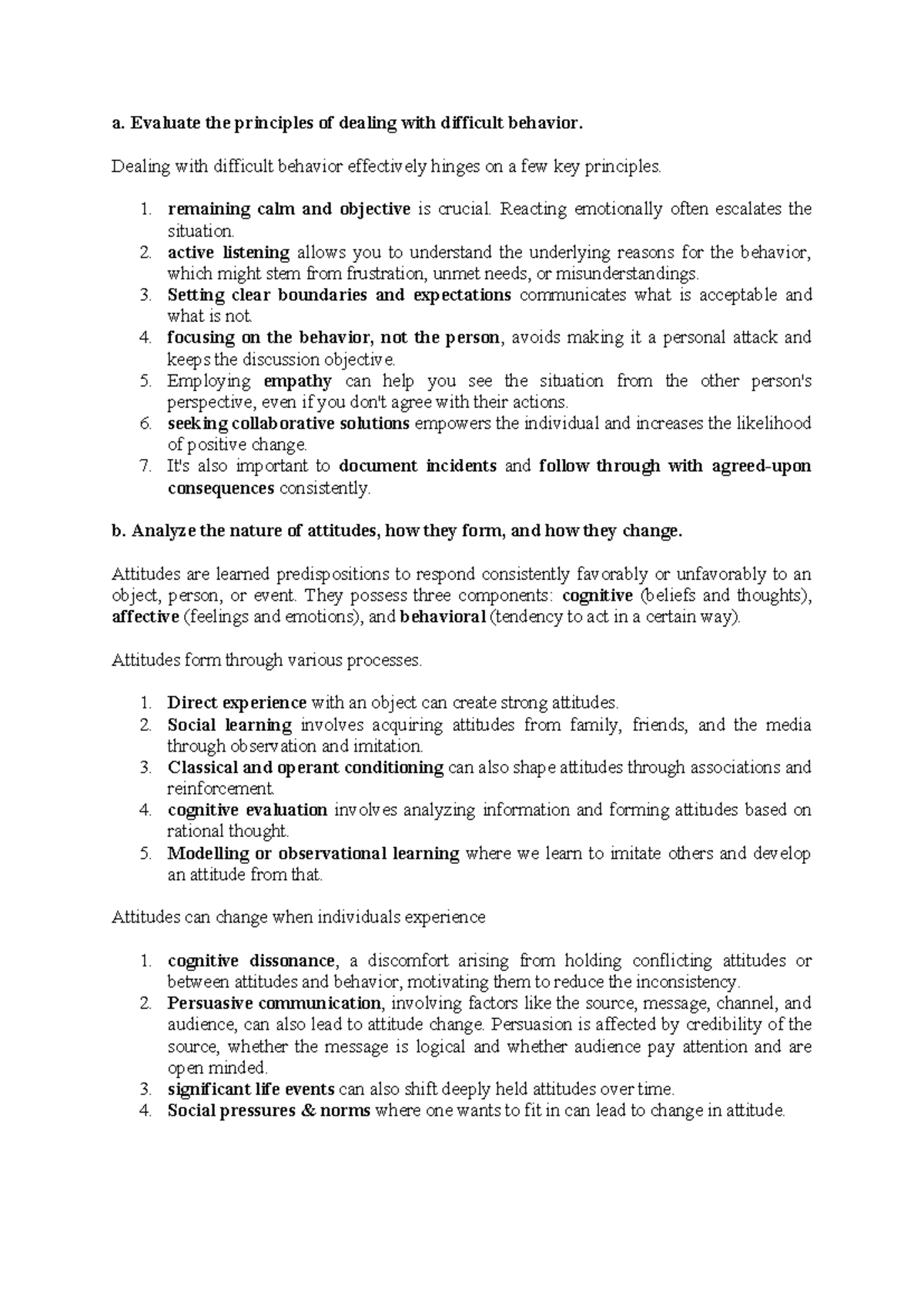 Behavioral Science Revision: Principles of Attitudes and Perception ...