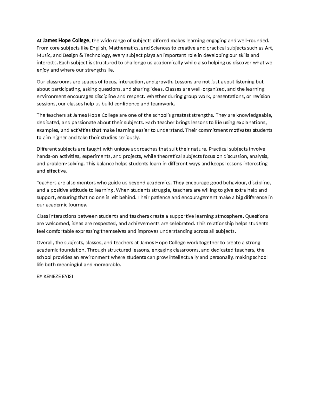 Academic Life at James Hope College: Engaging Learning Environment ...