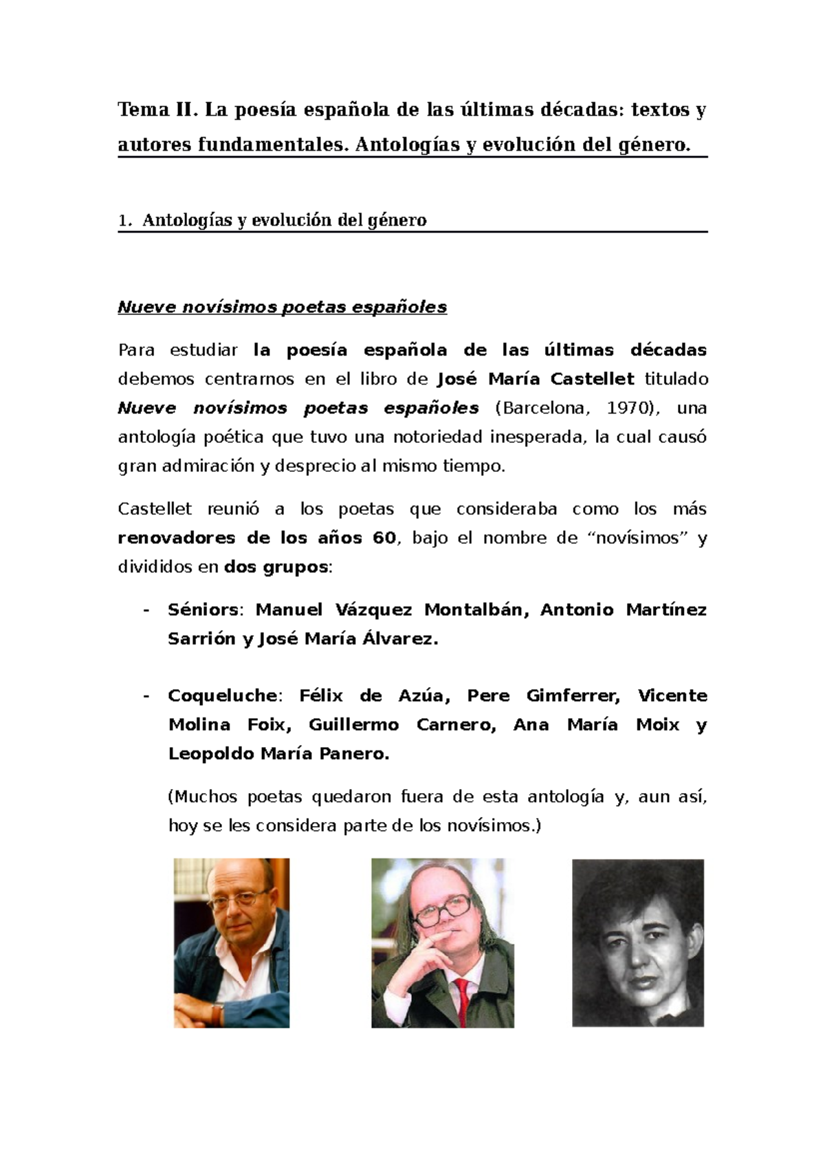 Tema II: Poesía Española Contemporánea - Análisis y Autores Clave - Studocu