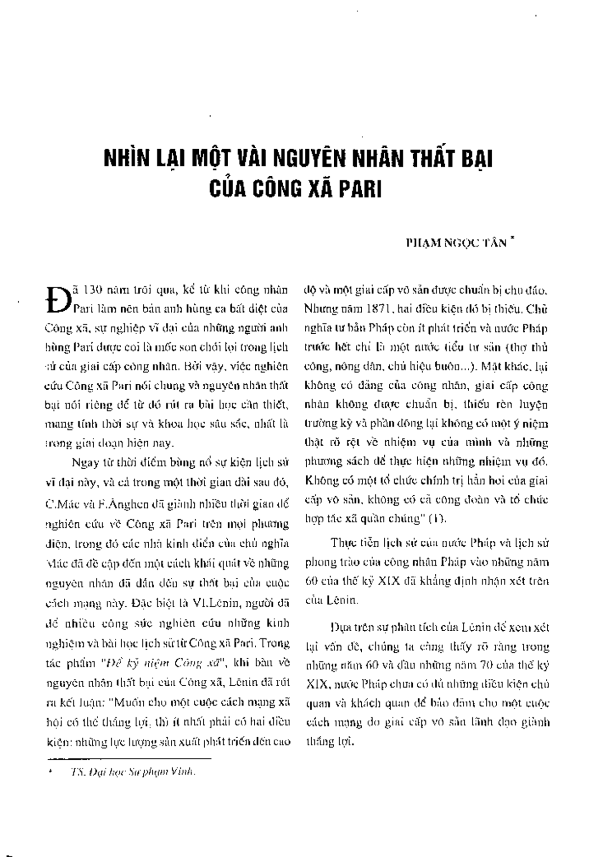Sự thất bại của công xã parib - Lịch sử Đảng Cộng sản Việt Nam - Studocu